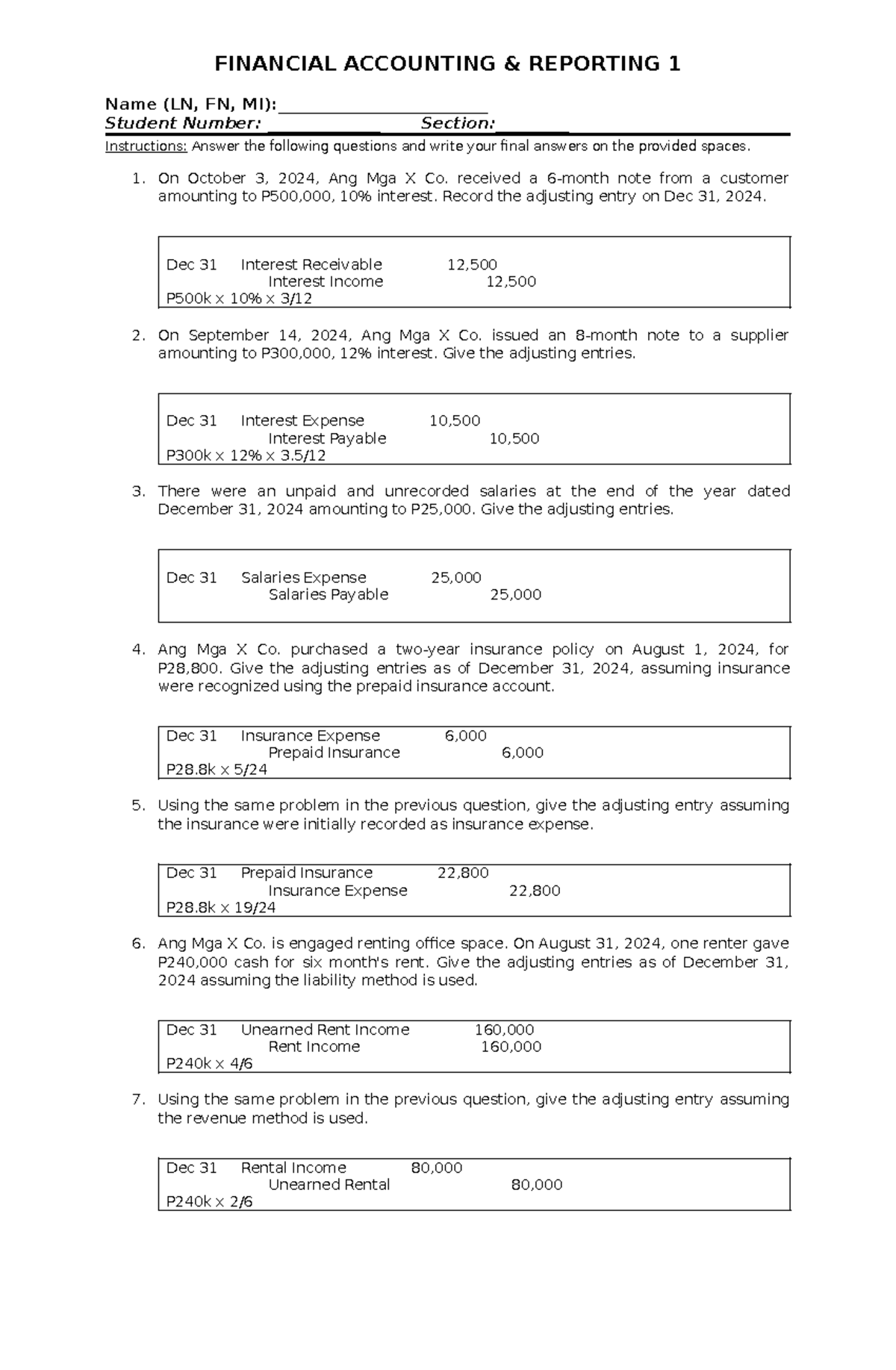 Basic acc adjusting Copy - FINANCIAL ACCOUNTING & REPORTING 1 Name (LN ...