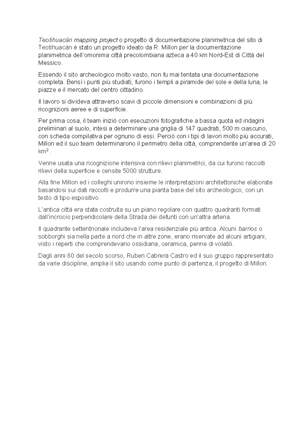 Teotihuacán Mapping Project: Riassunto e Analisi del Sito - Studocu