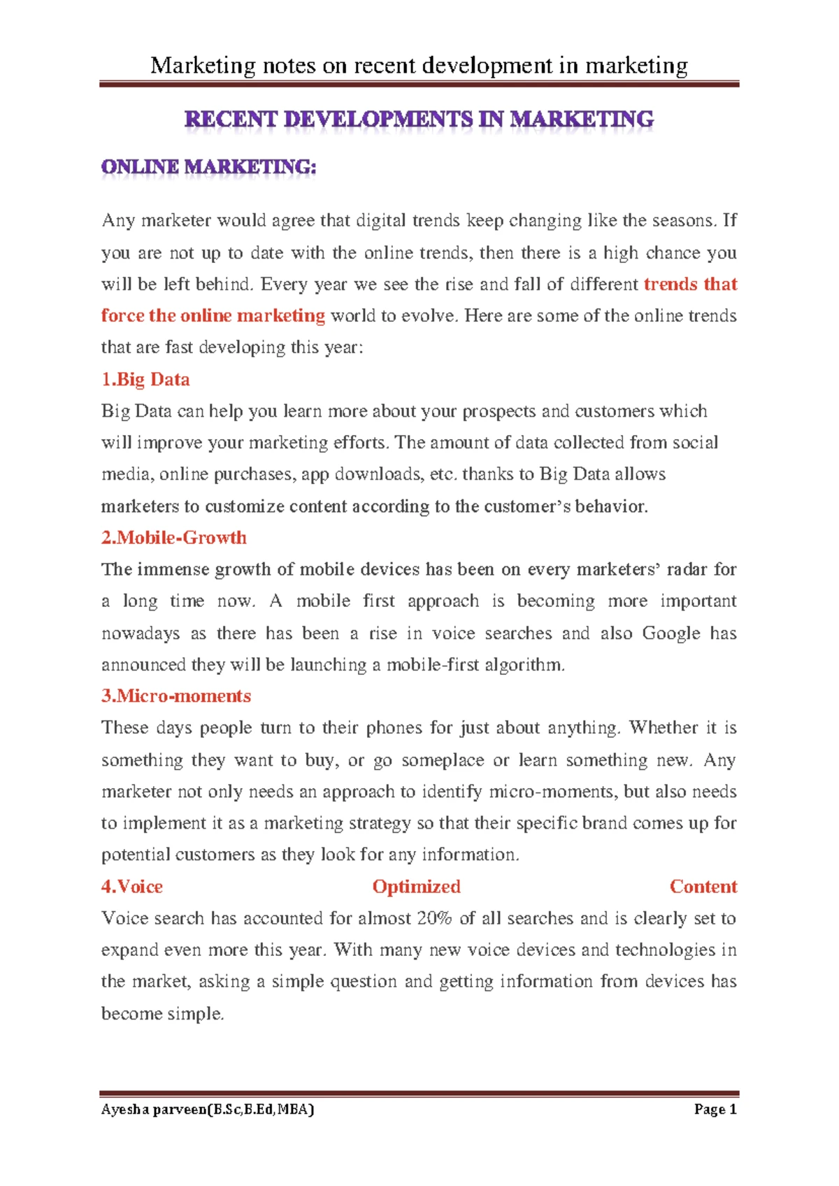 Marketing Management notes - MBA I YEAR I SEMESTER SUBJECT: MARKETING ...