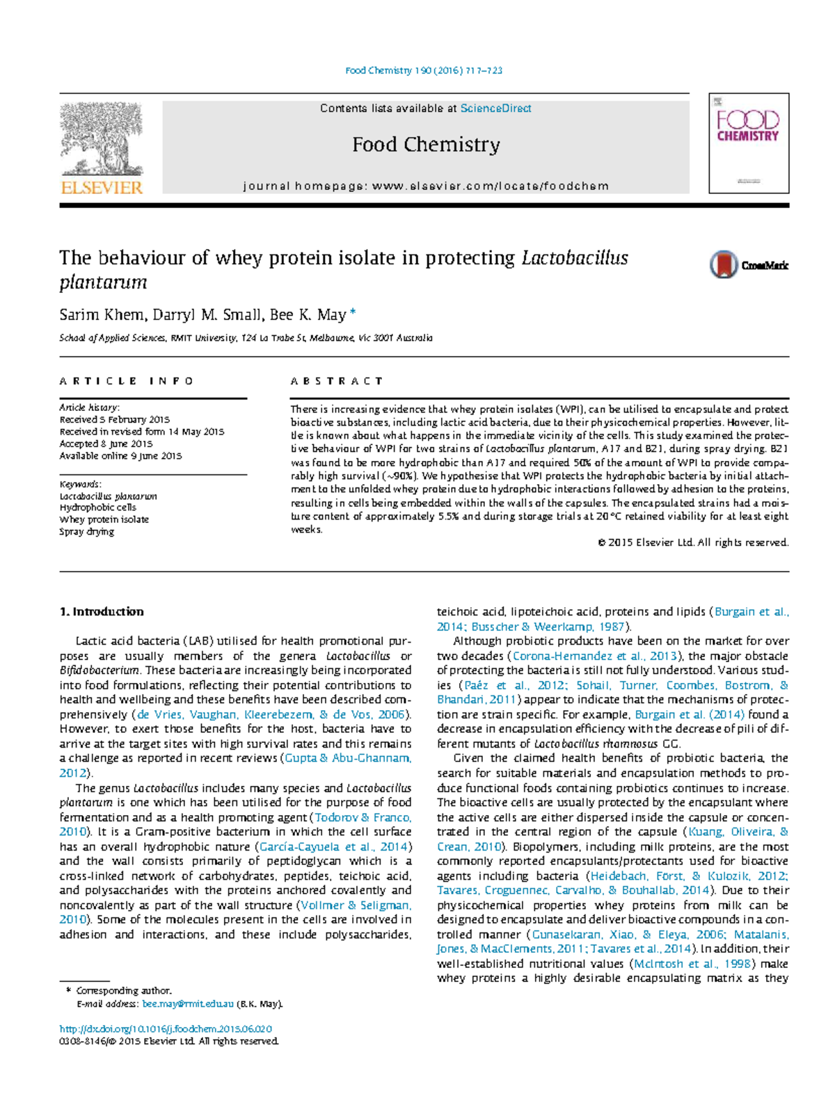 Protective Role of Whey Protein Isolate on Lactobacillus plantarum in ...