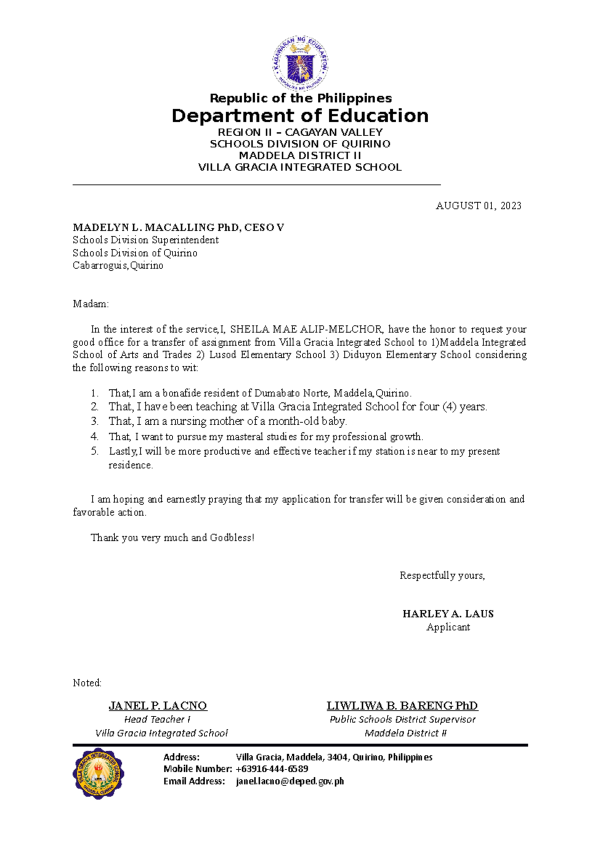 Letter-of-intent - letter - Department of Education REGION II – CAGAYAN ...