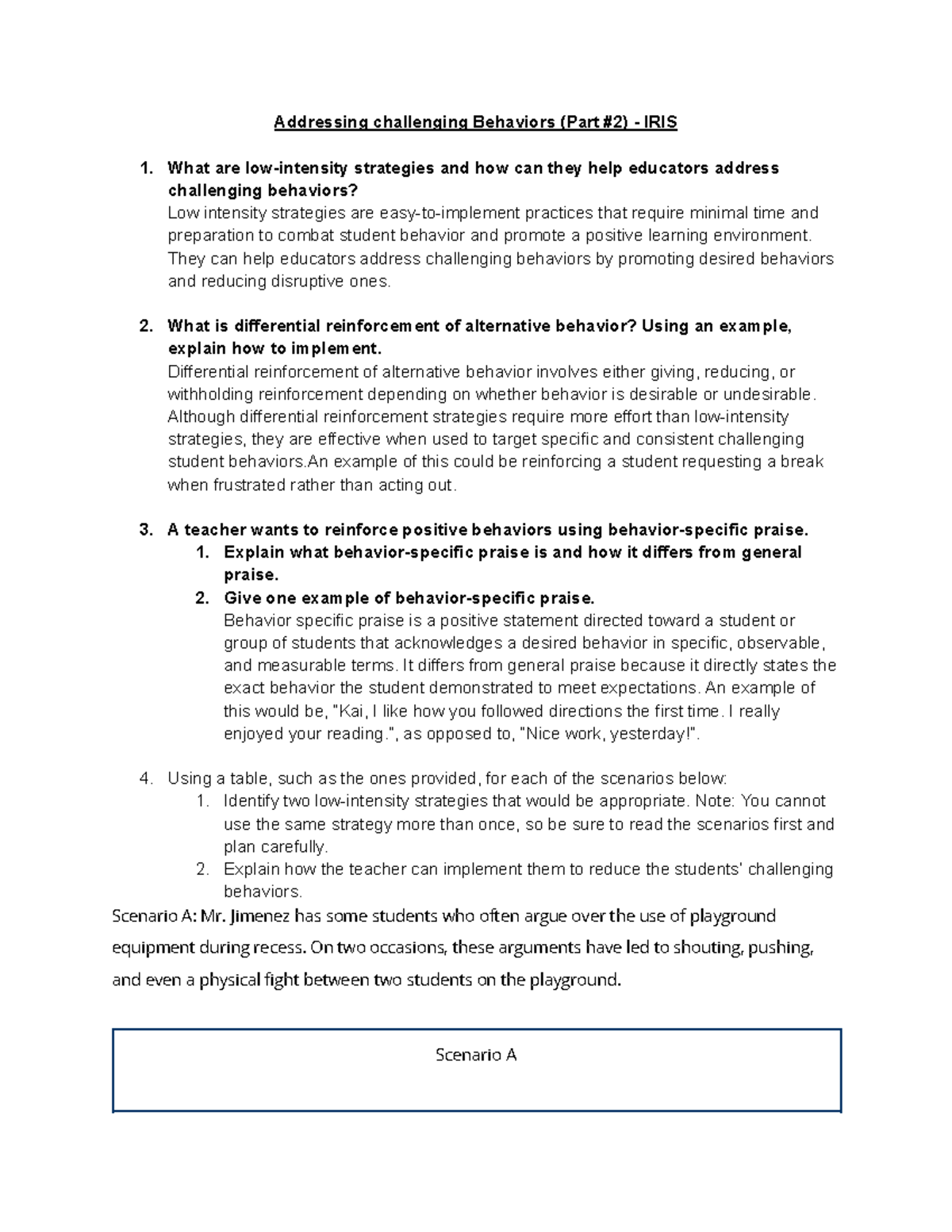 Addressing Challenging Behaviors: Strategies for Educators (Part #2 ...