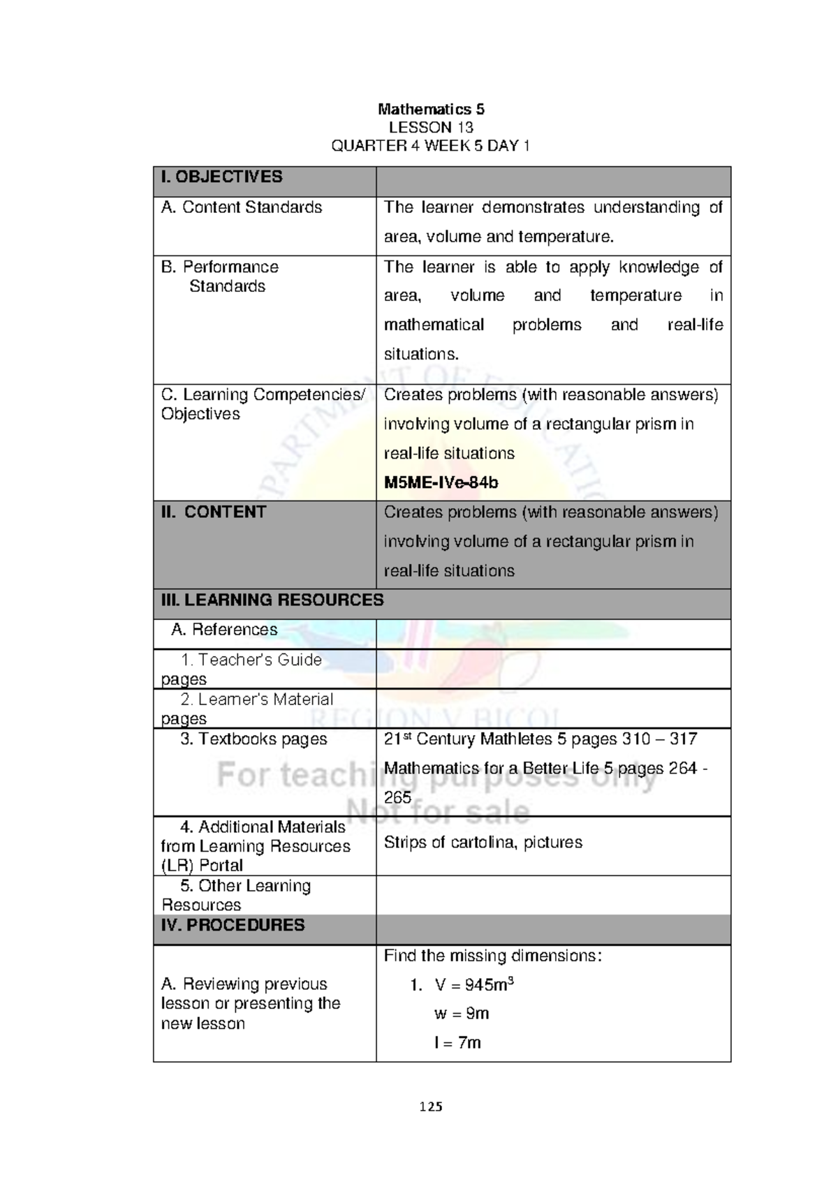 Grade 5 Math Lesson Plan: Understanding Temperature Measurements - Studocu