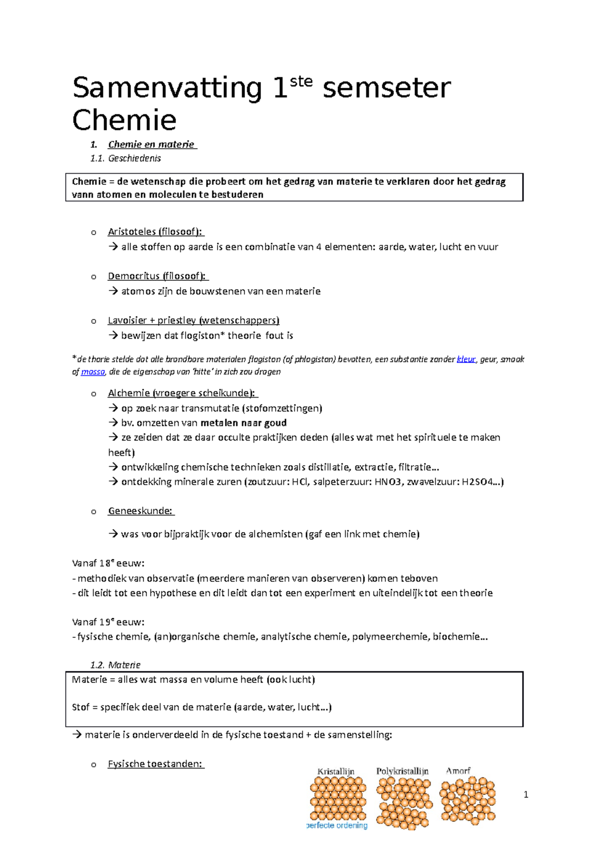 Samenvatting 1ste semseter Chemie - Revaki - UGent - Samenvatting 1 ste ...