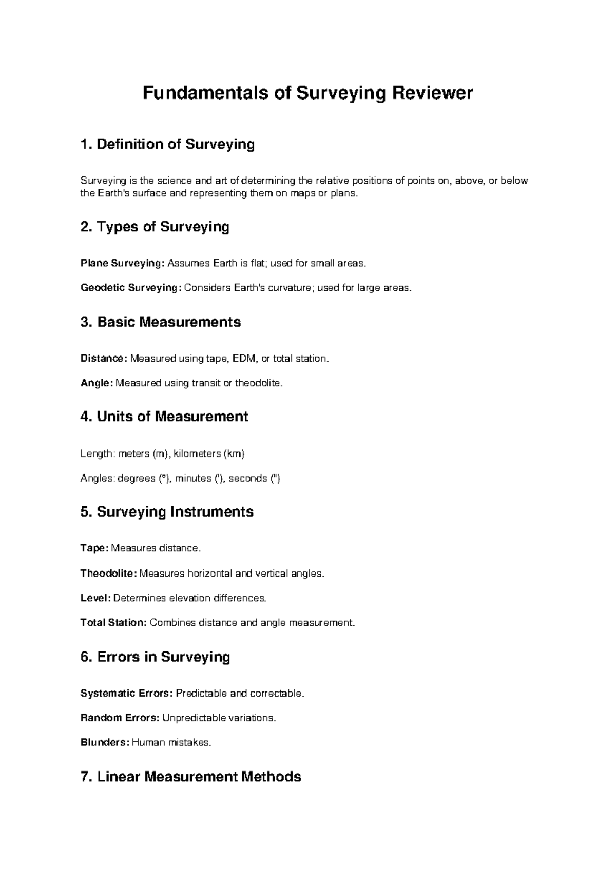 Fundamentals of Surveying: Comprehensive Study Guide - Studocu