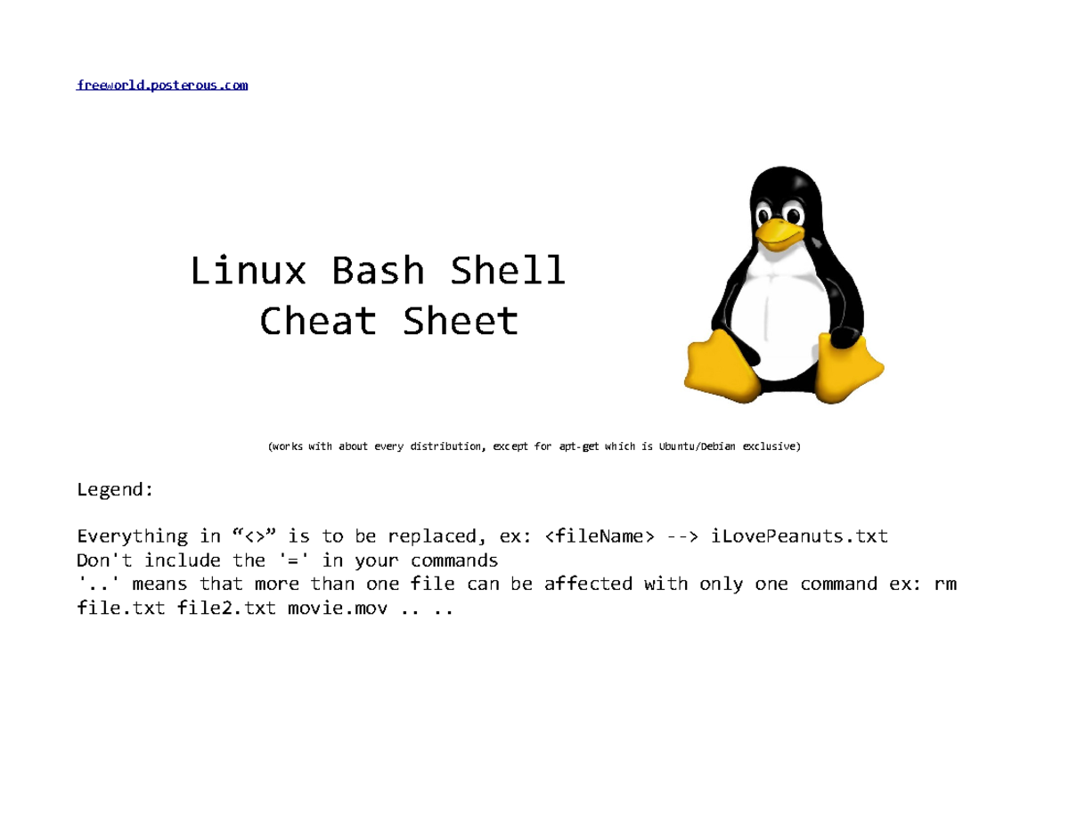 Linux Bash Shell Cheat Sheet for Command Line Mastery - Studeersnel