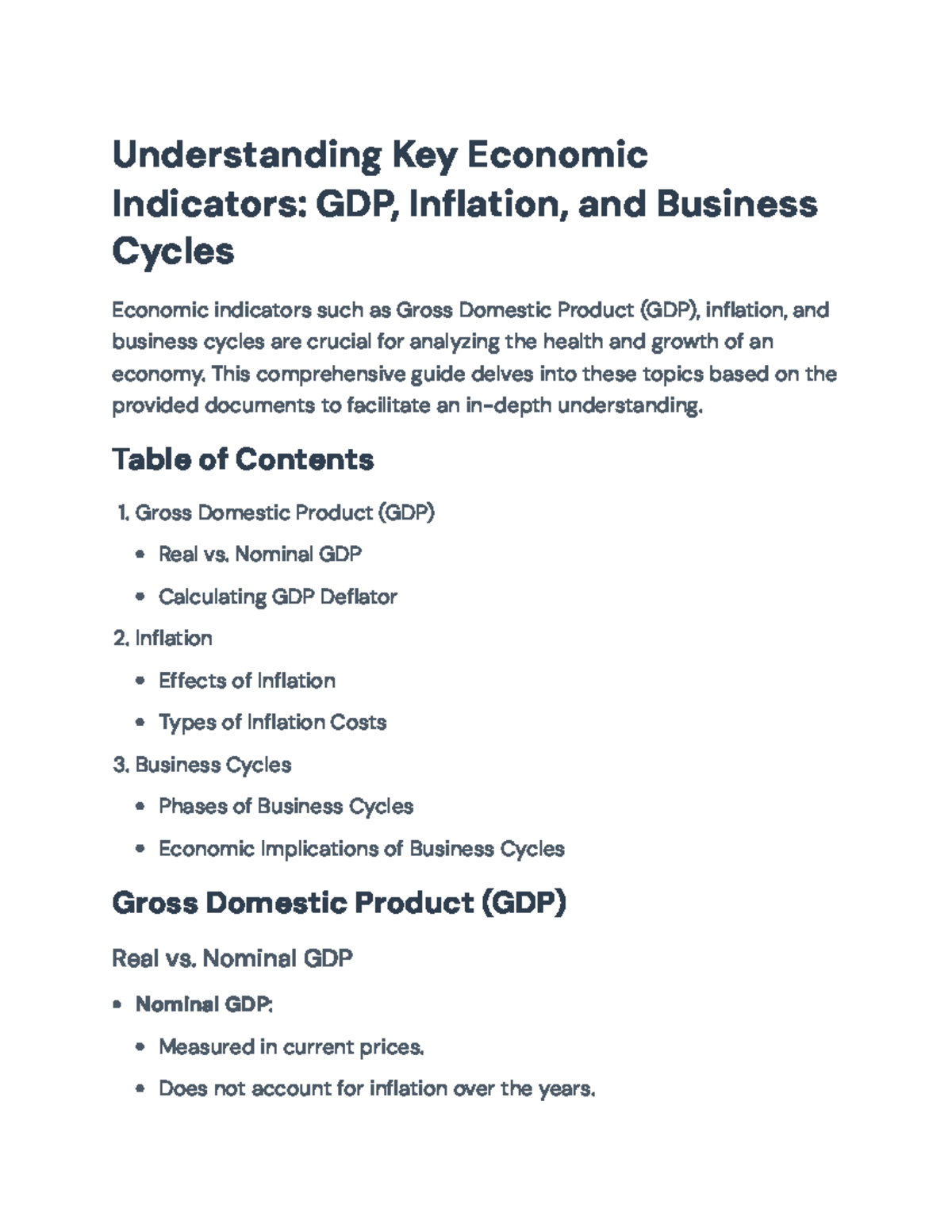 Understanding Key Economic Indicators: GDP, Inflation, and Business ...