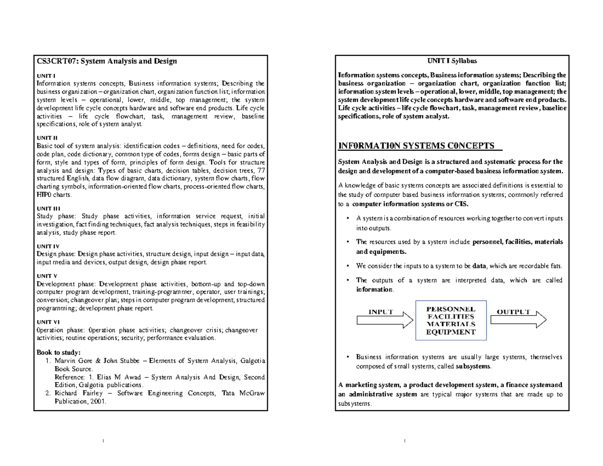 CS3CRT07: System Analysis and Design Comprehensive Notes - Studocu