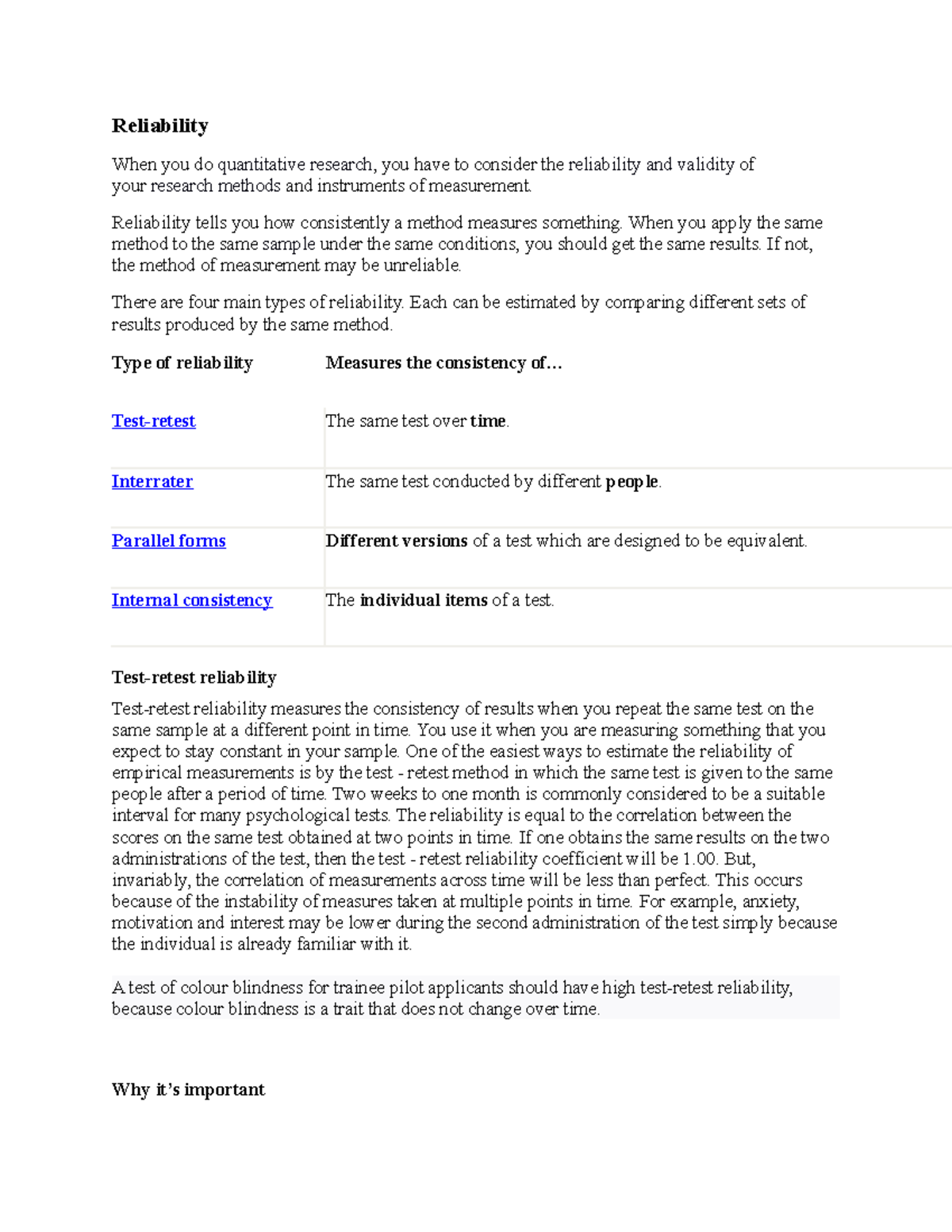 Unit I Psychometrics: Understanding Reliability and Validity - Studocu