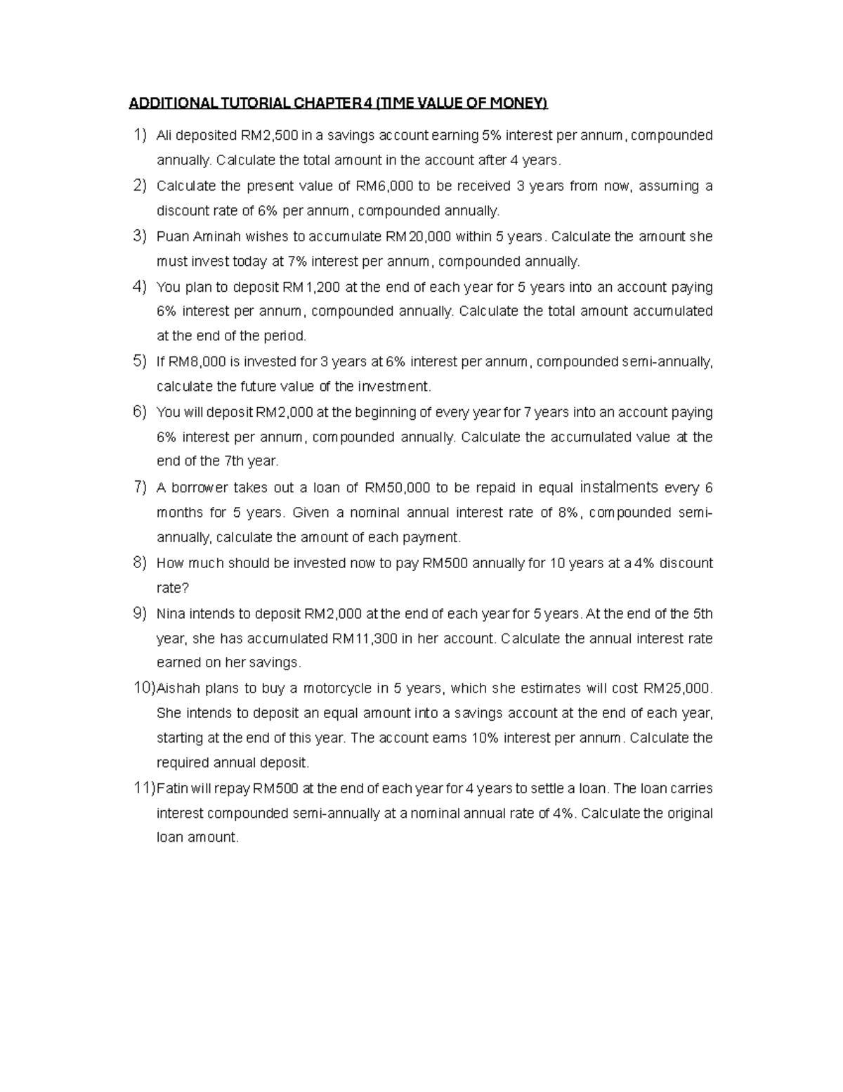 Extra Tutorial Chapter 4: Time Value of Money (SET C) - Studocu
