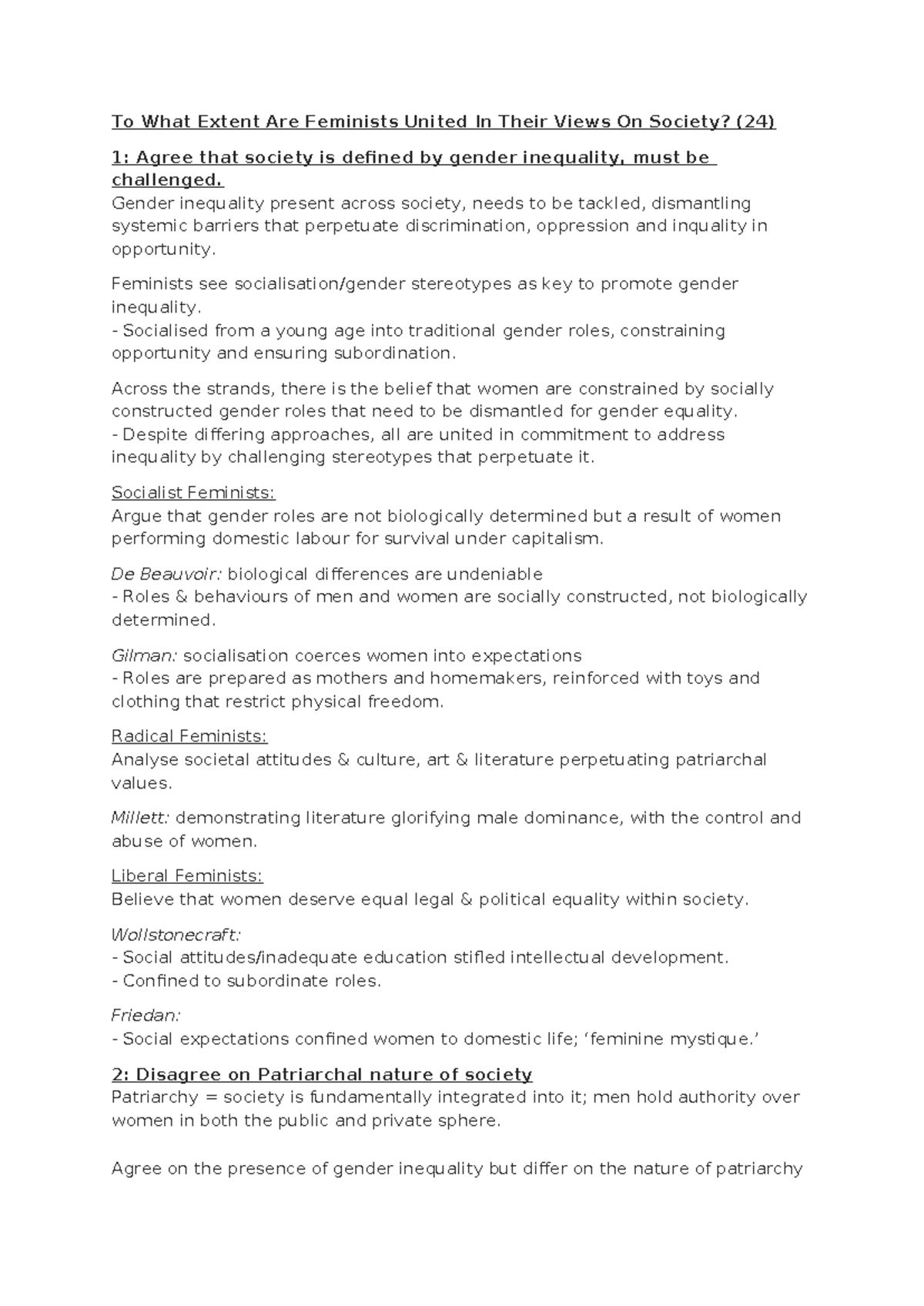 Feminist Perspectives on Gender Inequality: Unity and Diversity (24 ...