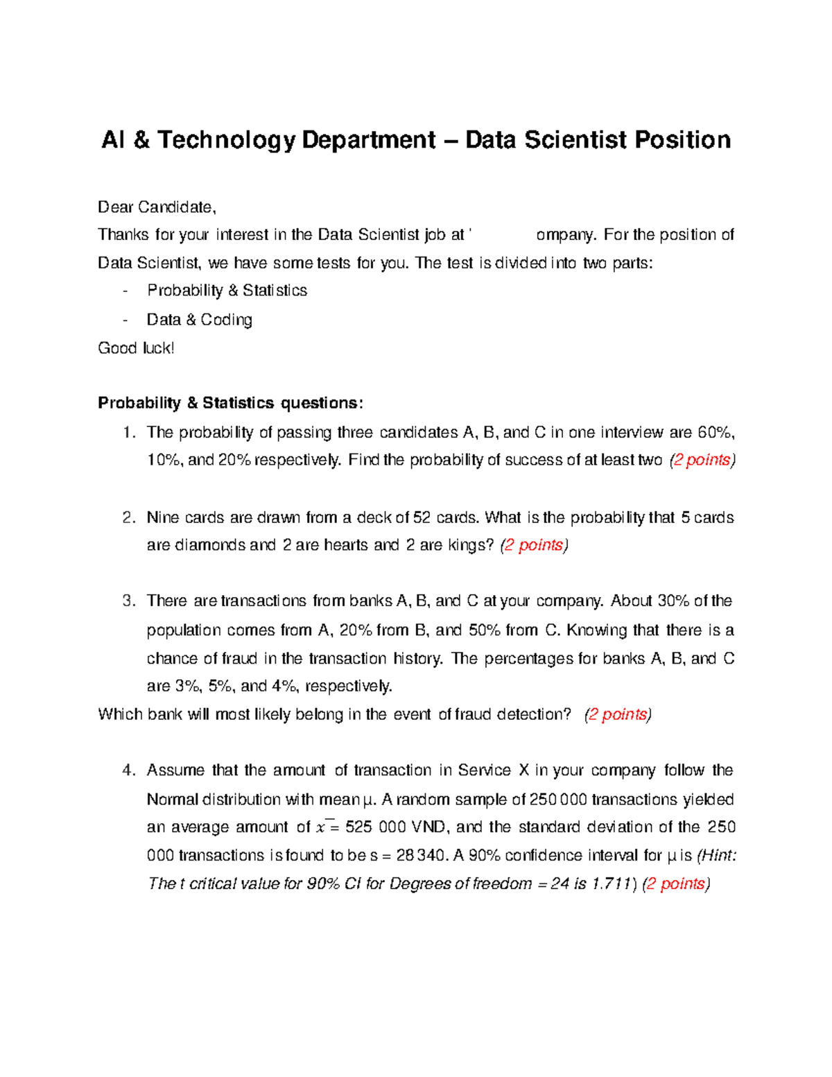 Lab02 - Data Scientist Position Probability & Statistics Test - Studocu
