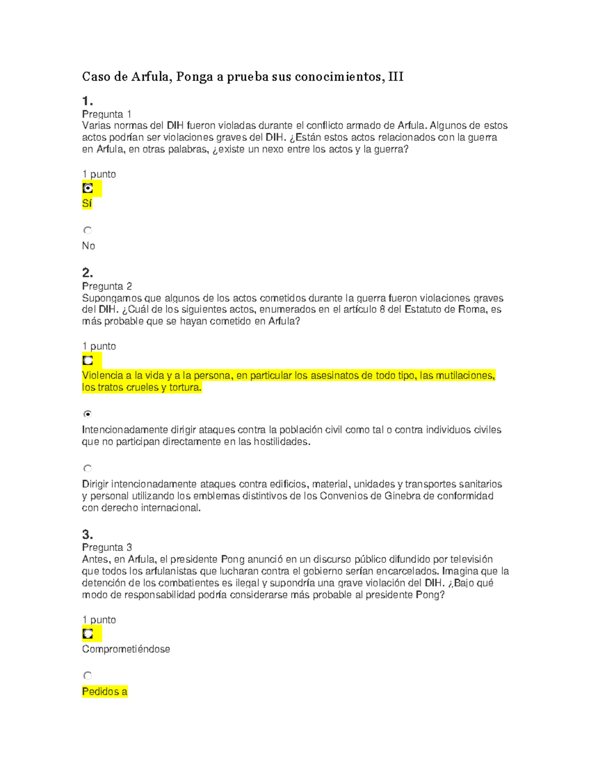 Caso de Arfula III: Evaluación de Violaciones del DIH y Conocimientos ...