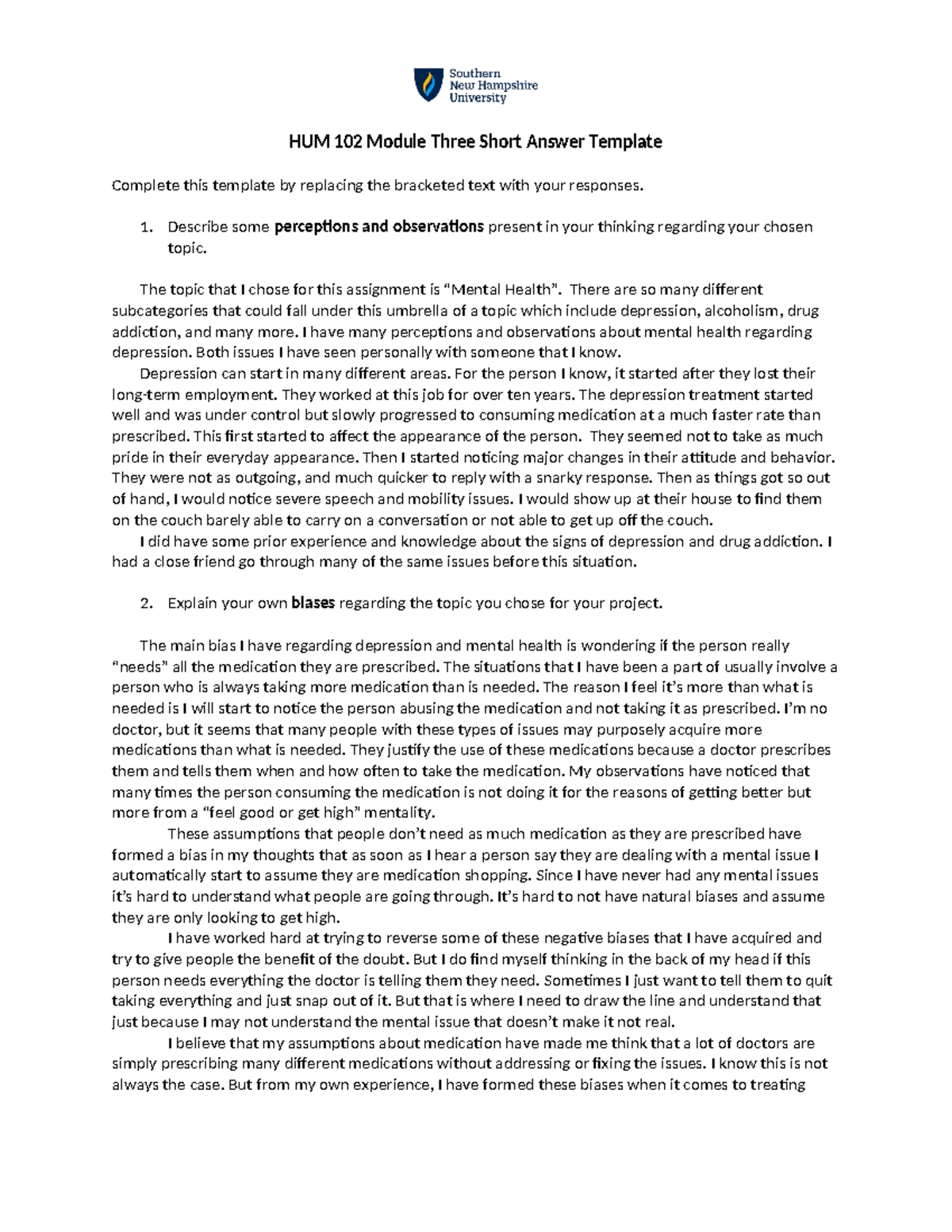 HUM 102 Module 3-2: Understanding Biases in Mental Health Perspectives ...