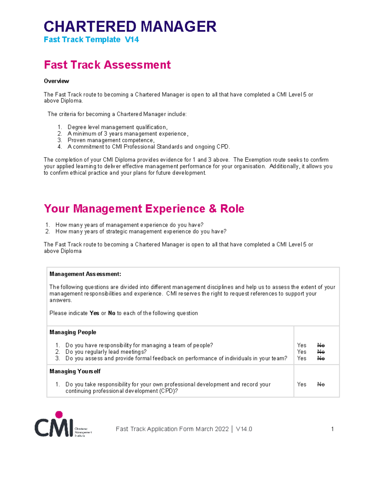 Fast Track Chartered Manager Assessment Form - CHARTERED MANAGER Fast ... Fast Track Chartered Manager Assessment Form - CHARTERED MANAGER Fast ...