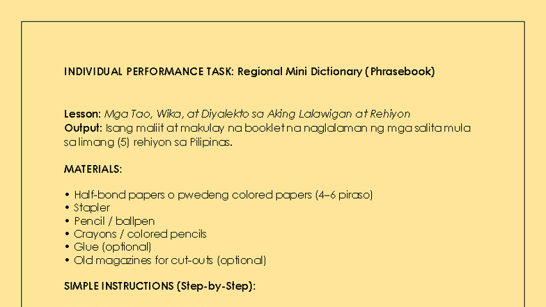 AP-3: Mini Dictionary Project on Regional Languages and Dialects - Studocu