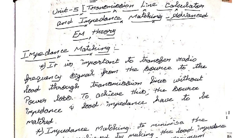 Unit 5: Advanced EM Theory - Impedance Matching & Line Calculations ...
