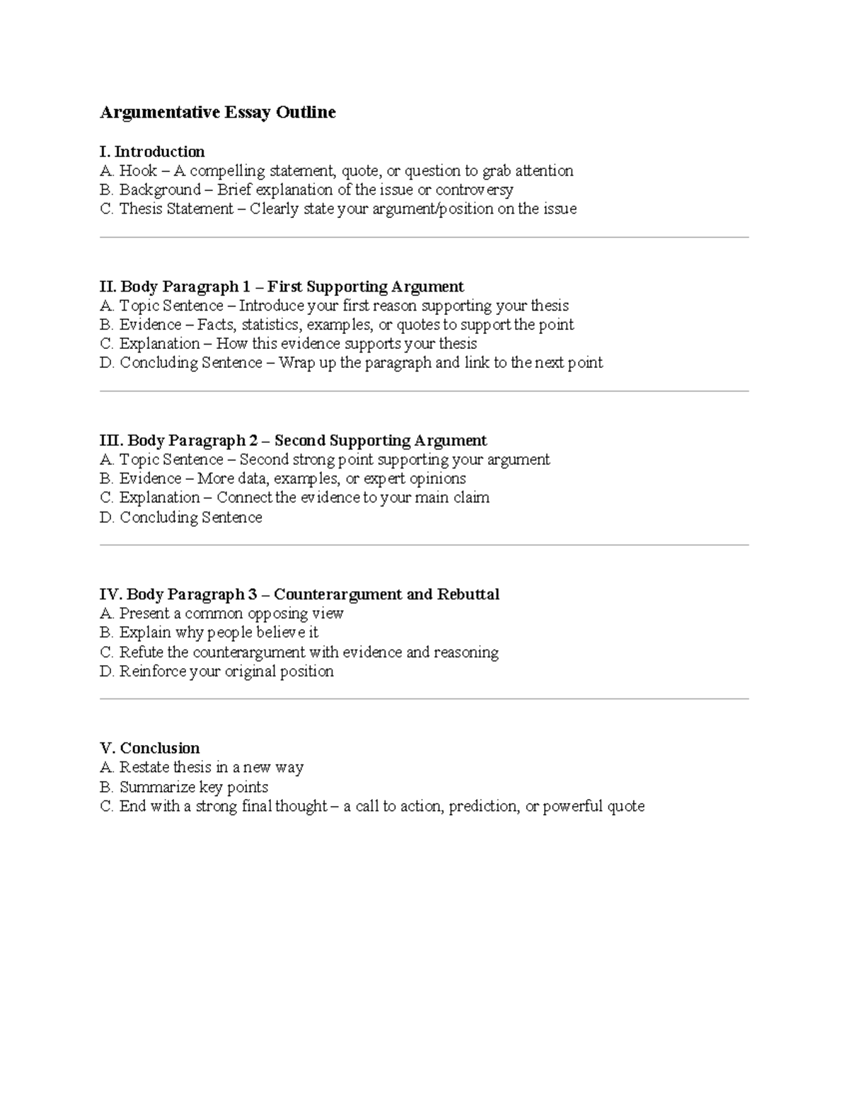Argumentative Essay Outline (ENG 101) - Studocu