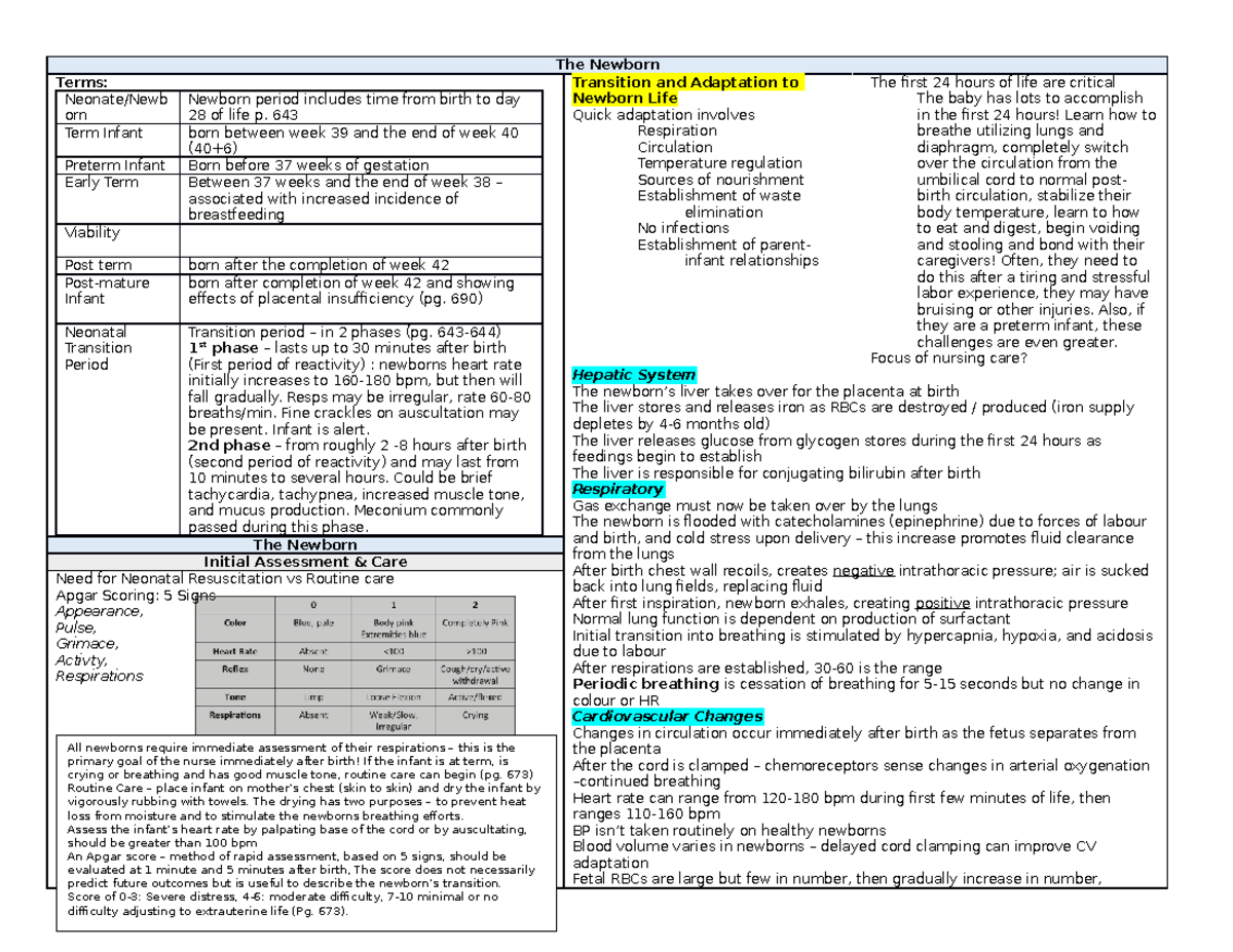 Normal newborn concept map - The Newborn Terms: Neonate/Newb orn ...