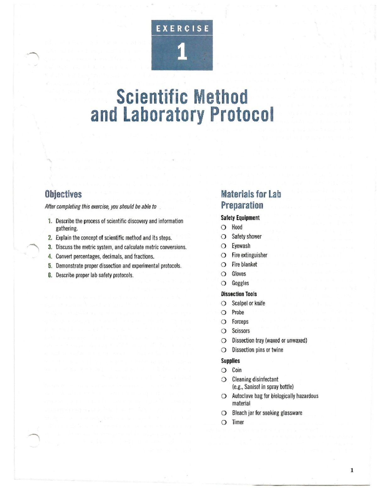 Lab 1 - Scientific Method and Lab Protocol Guide for BIO101 - Studocu