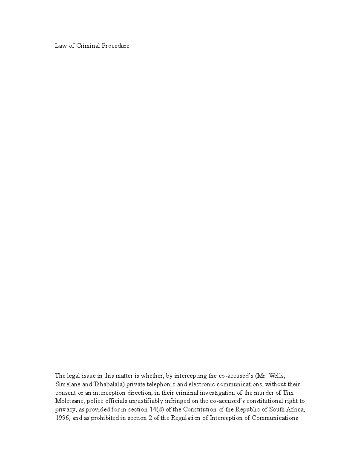 Two-Pronged Approach to Privacy Rights in Criminal Procedure Law - Studocu