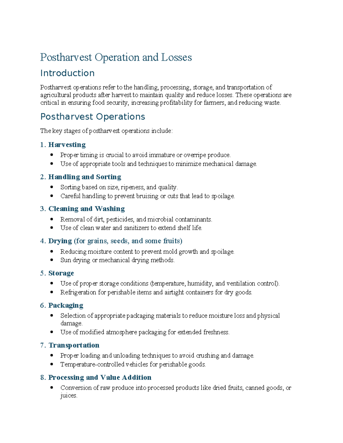 myreferencebook - Postharvest Operation and Losses Introduction ...
