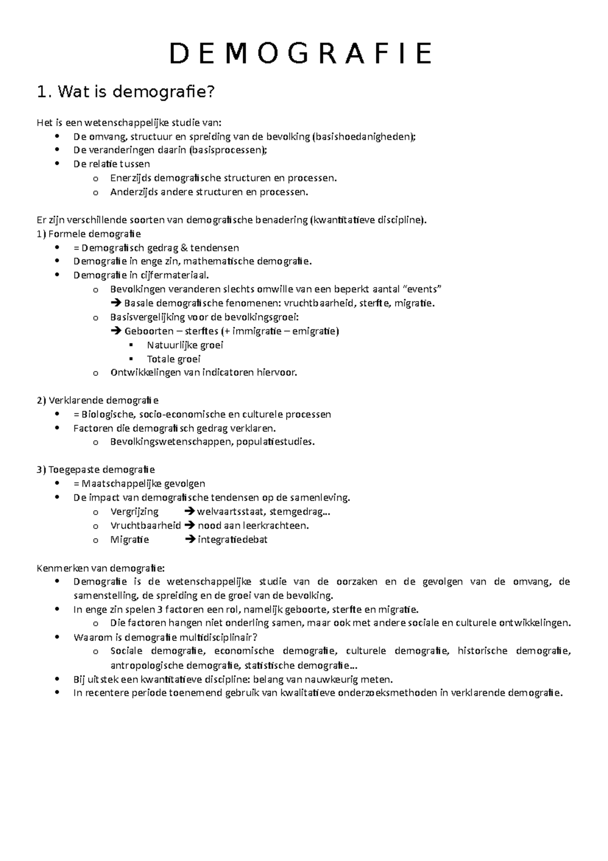 Demografie (Samenvatting + Colleges) - Kernconcepten en Structuren ...