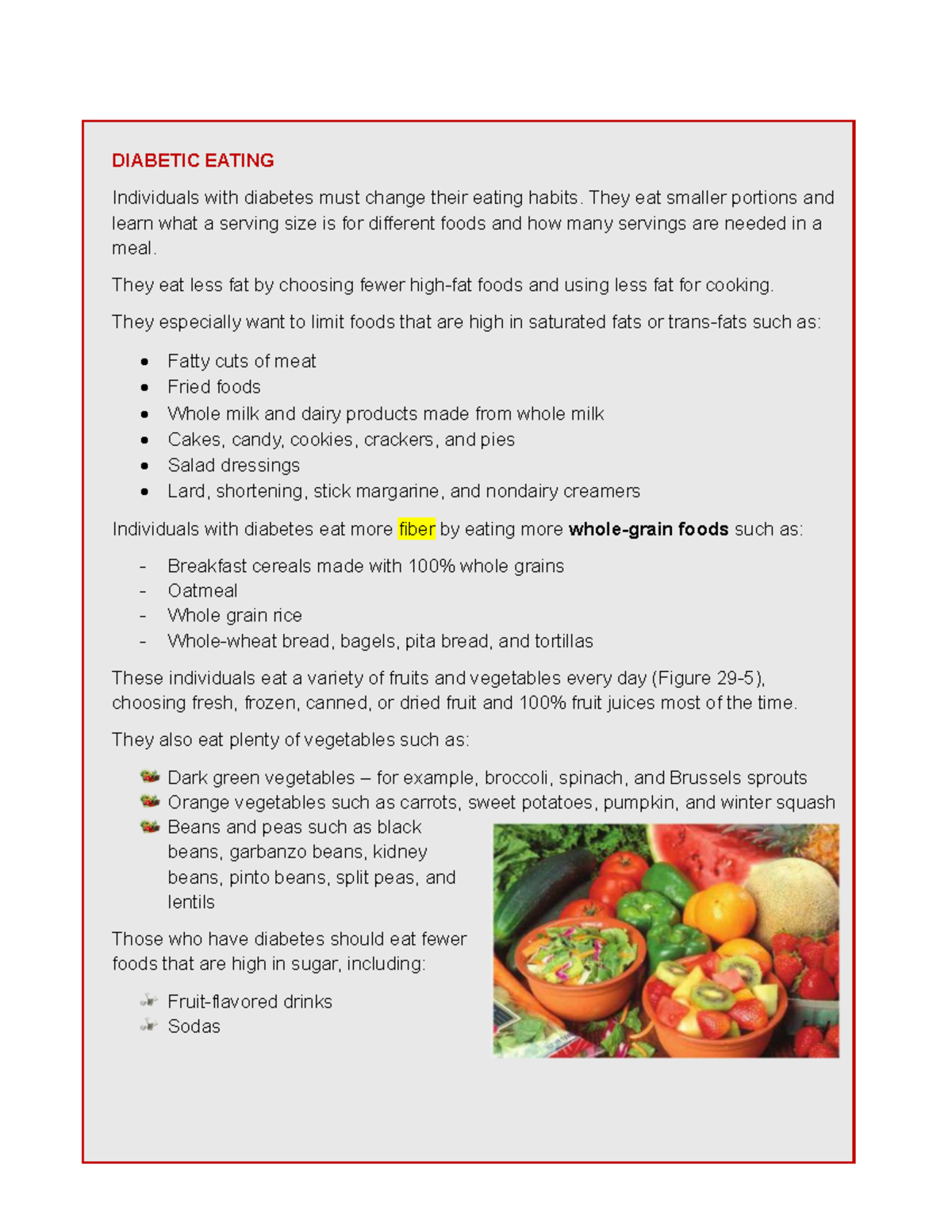 DIABETIC EATING: Nutritional Guidelines for Diabetes Management - Studocu