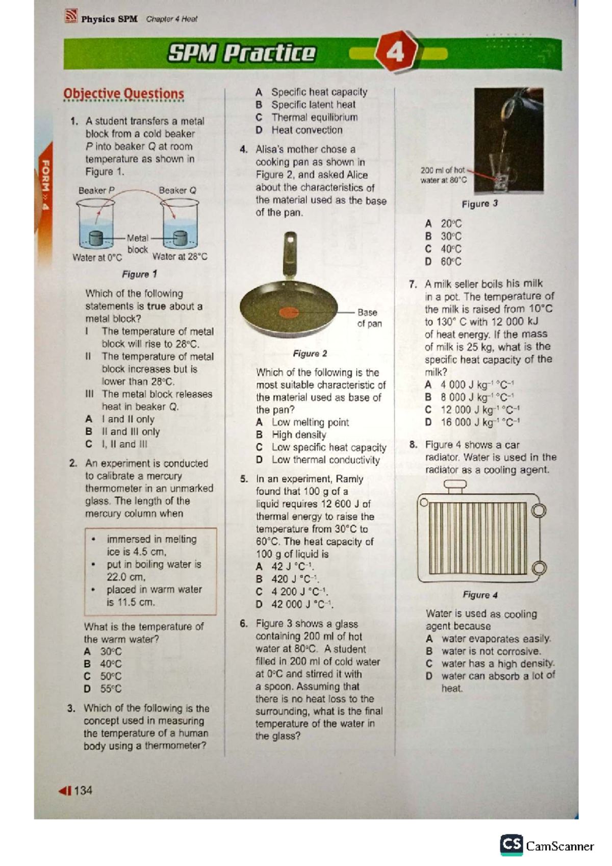 Physics SPM Chapter 4 Heat Exercise: Objective Questions & Answers ...