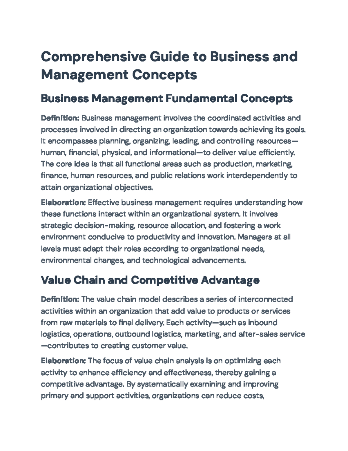 Comprehensive Guide to Business Management Concepts (BM 101) - Studocu