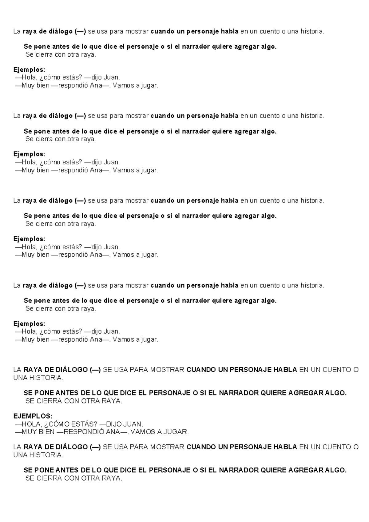 Raya de Diálogo: Uso y Ejemplos en Cuentos y Historias - Studocu