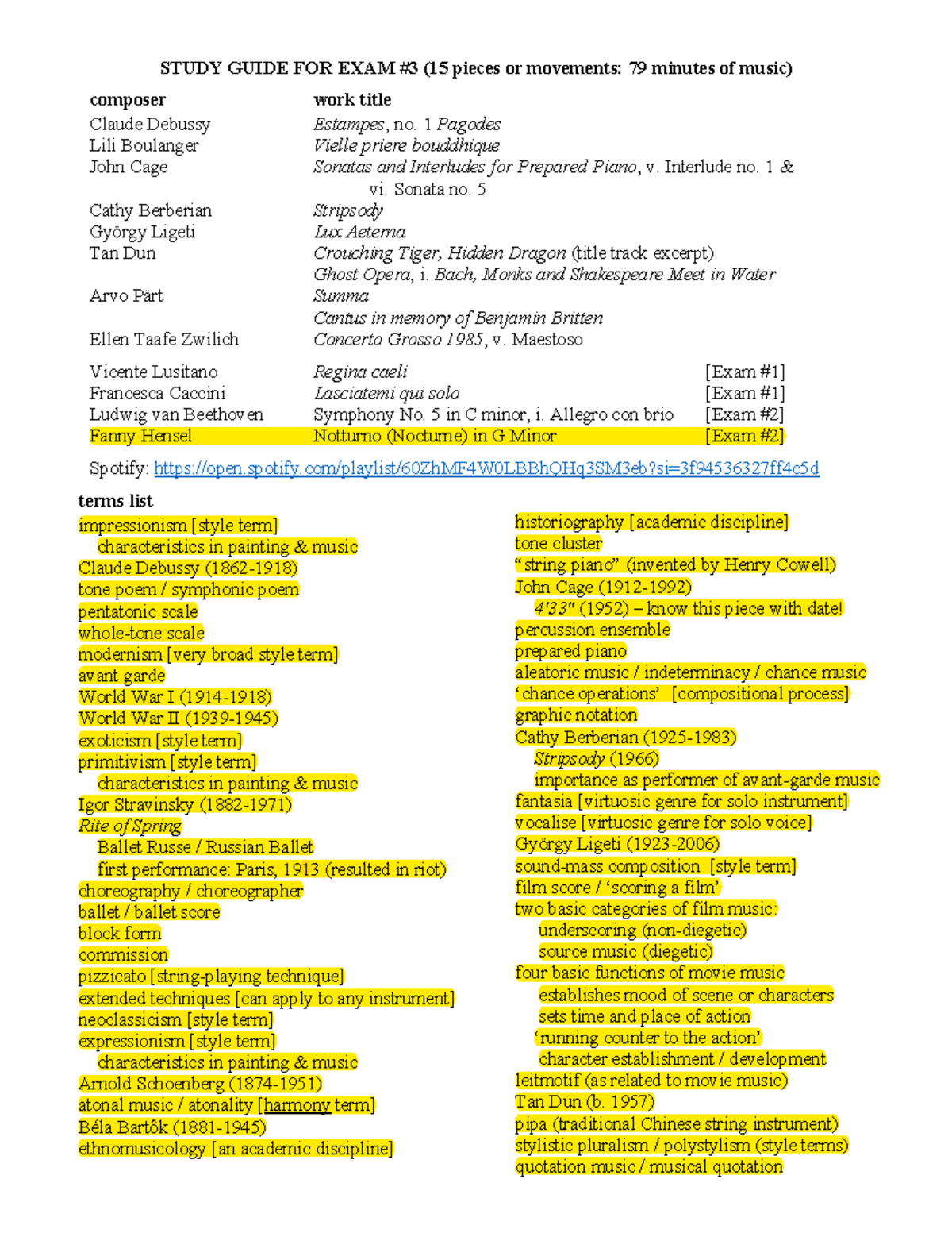 Study Guide Exam #3 Fall 2023 - Copy - STUDY GUIDE FOR EXAM #3 (15 ...