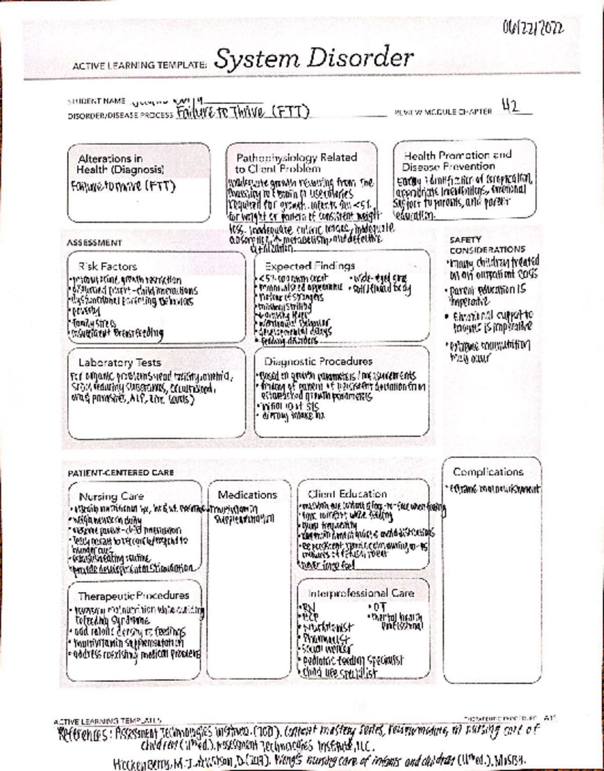 Active Learning Template: System Disorder - Failure to Thrive - Studocu