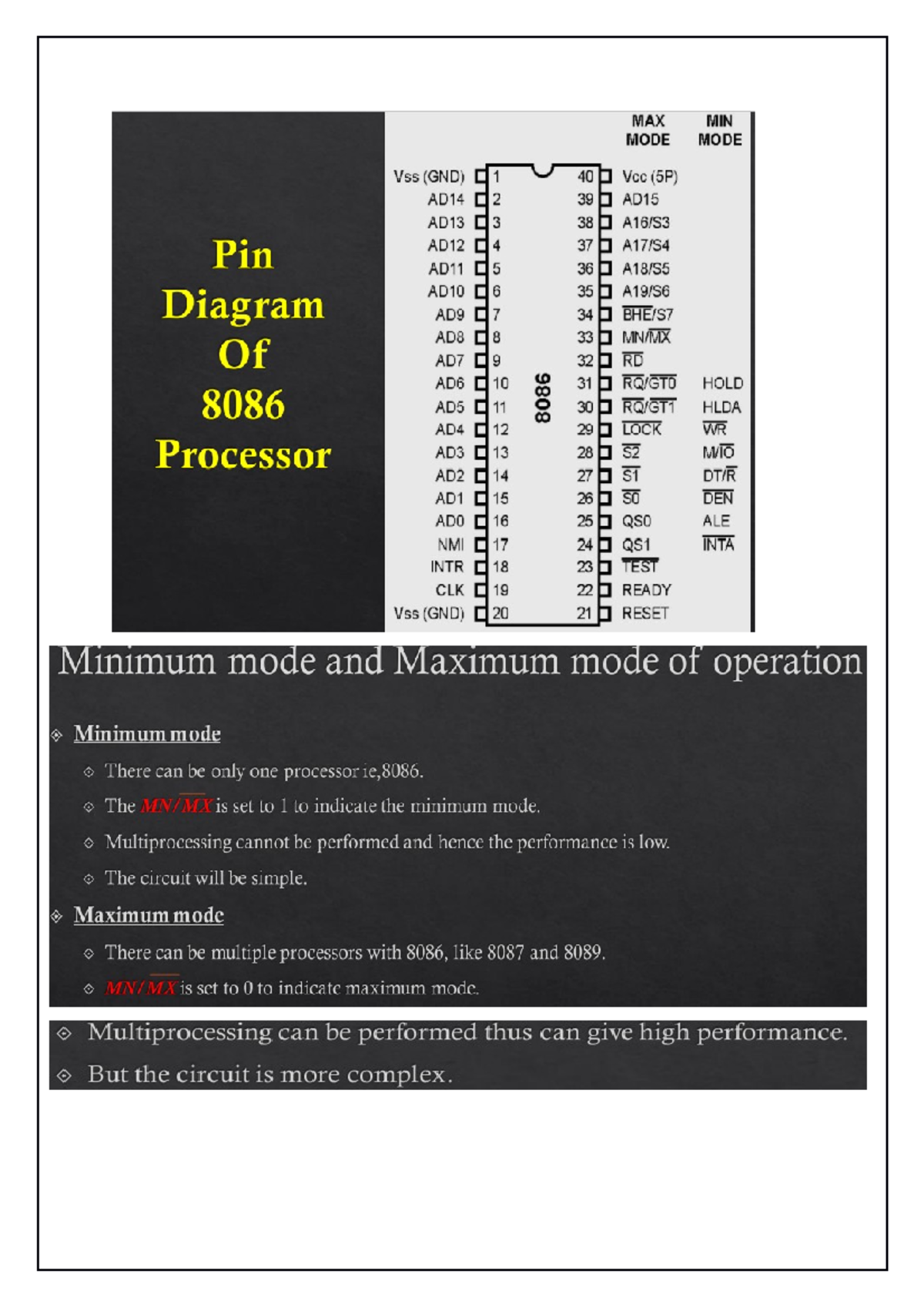MICROPROCESSOR 8086 PHYSICAL MEMORY ORGANIZATION & TIMINGS NOTES - Studocu