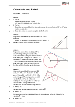 Wiskunde B H1 Oefentoets met uitwerkingen - Oefentoets vwo B deel 1 Hoofdstuk 1 Functies en ...