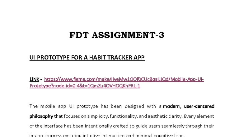 FDT Assignment 3: UI Prototype for Habit Tracker App - Studocu