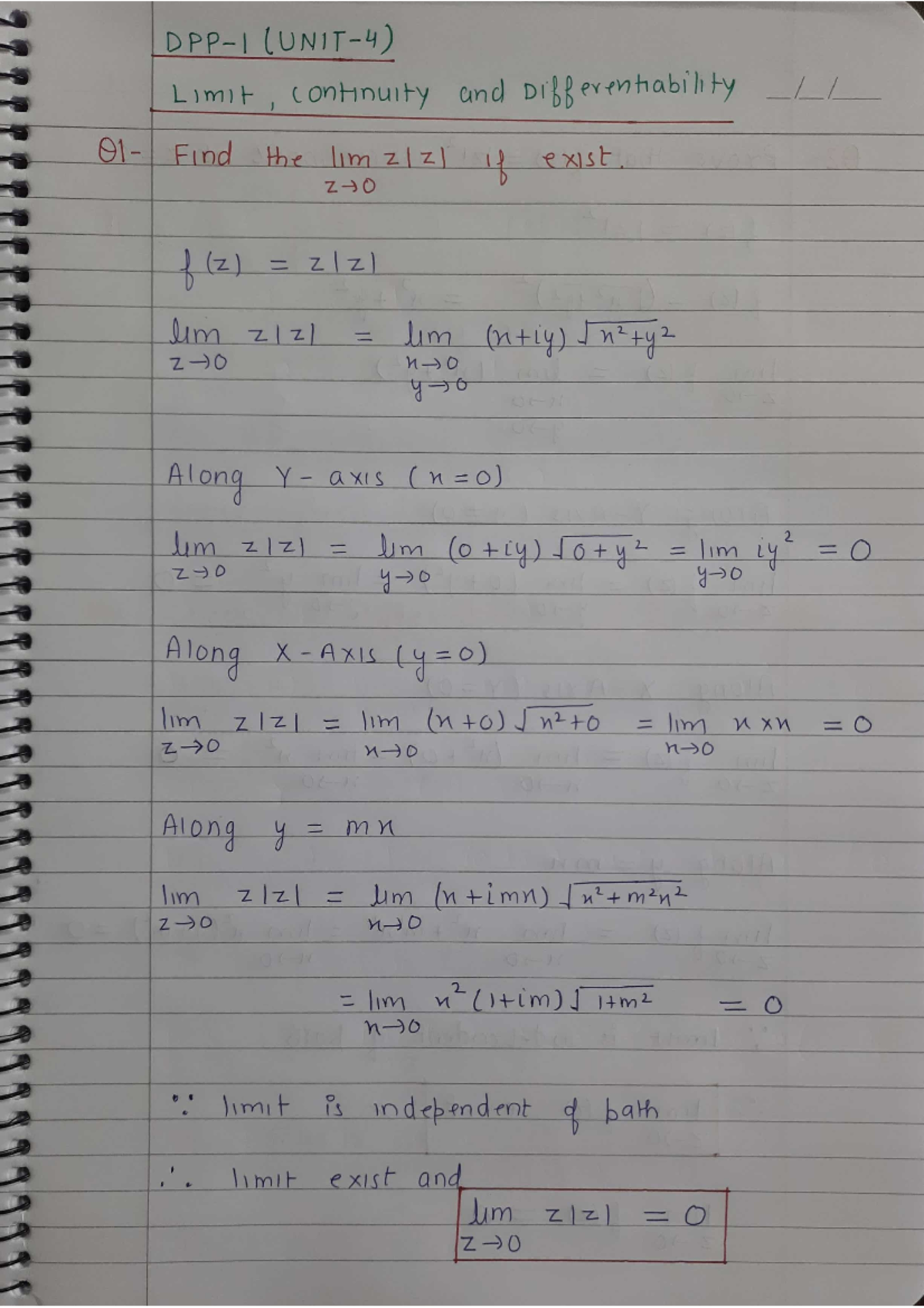 UNIT 4 - Engineering Mathematics 2: Limits, Continuity & Differentiability DPP - Studocu