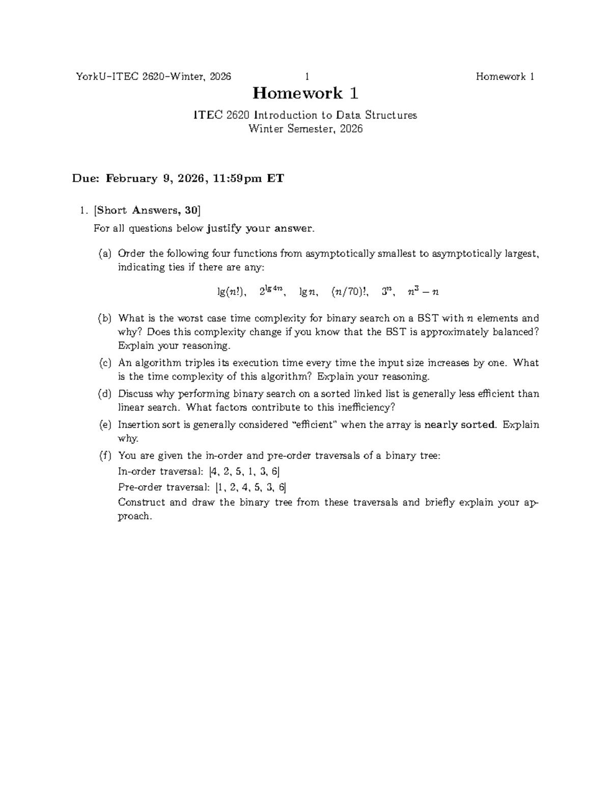 Hw1-2620: Introduction to Data Structures Assignment - Winter 2026 ...
