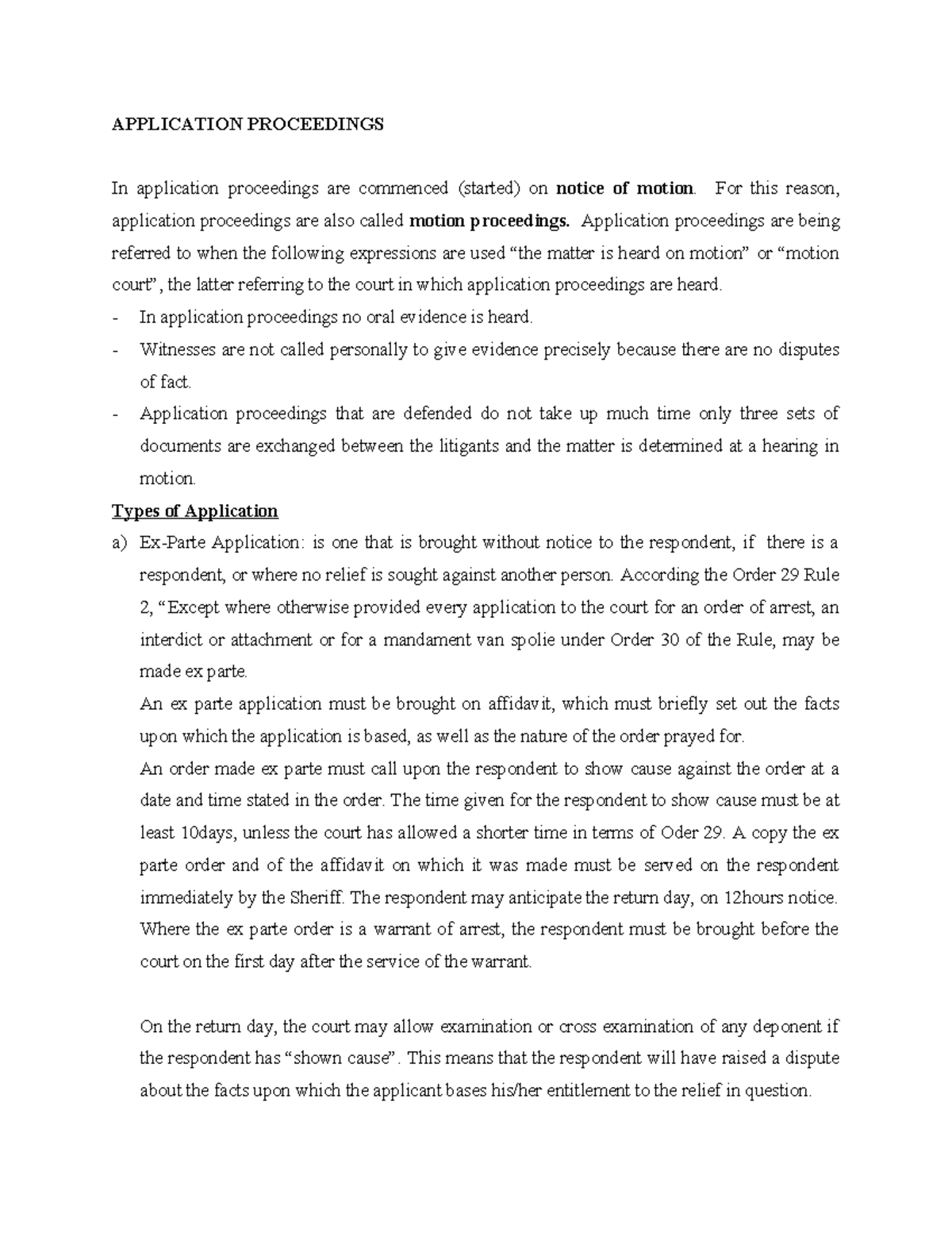 Application Proceedings: Comprehensive Guide for Understanding - Studocu