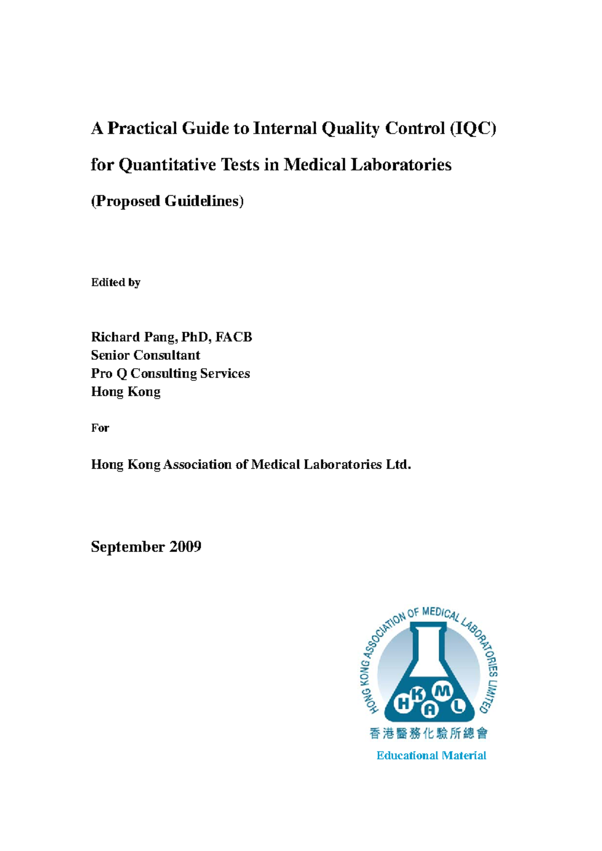 Practical Guide to Internal Quality Control (IQC) for Quantitative ...