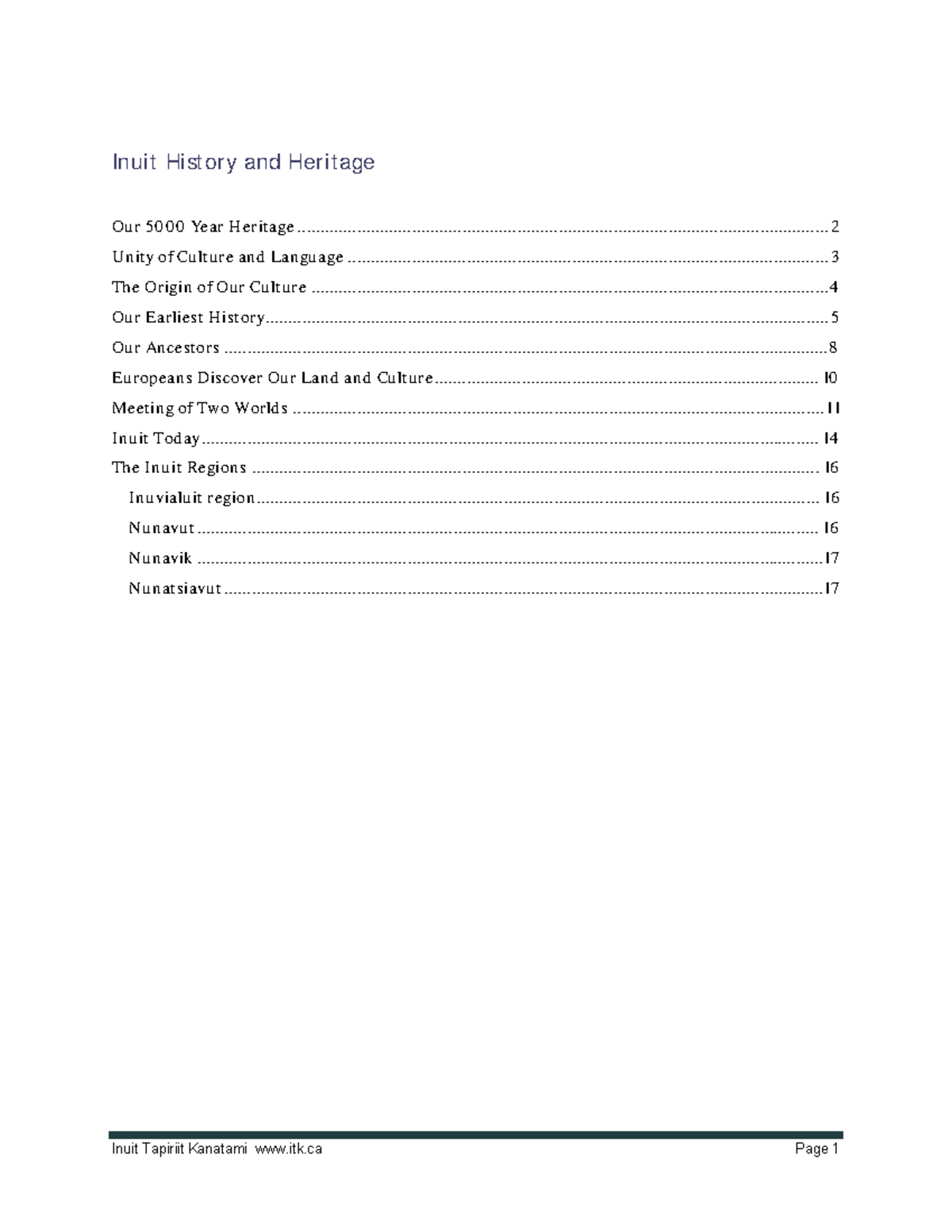 Inuit History and Heritage: A 5000-Year Journey (Course Code: 5000YH ...
