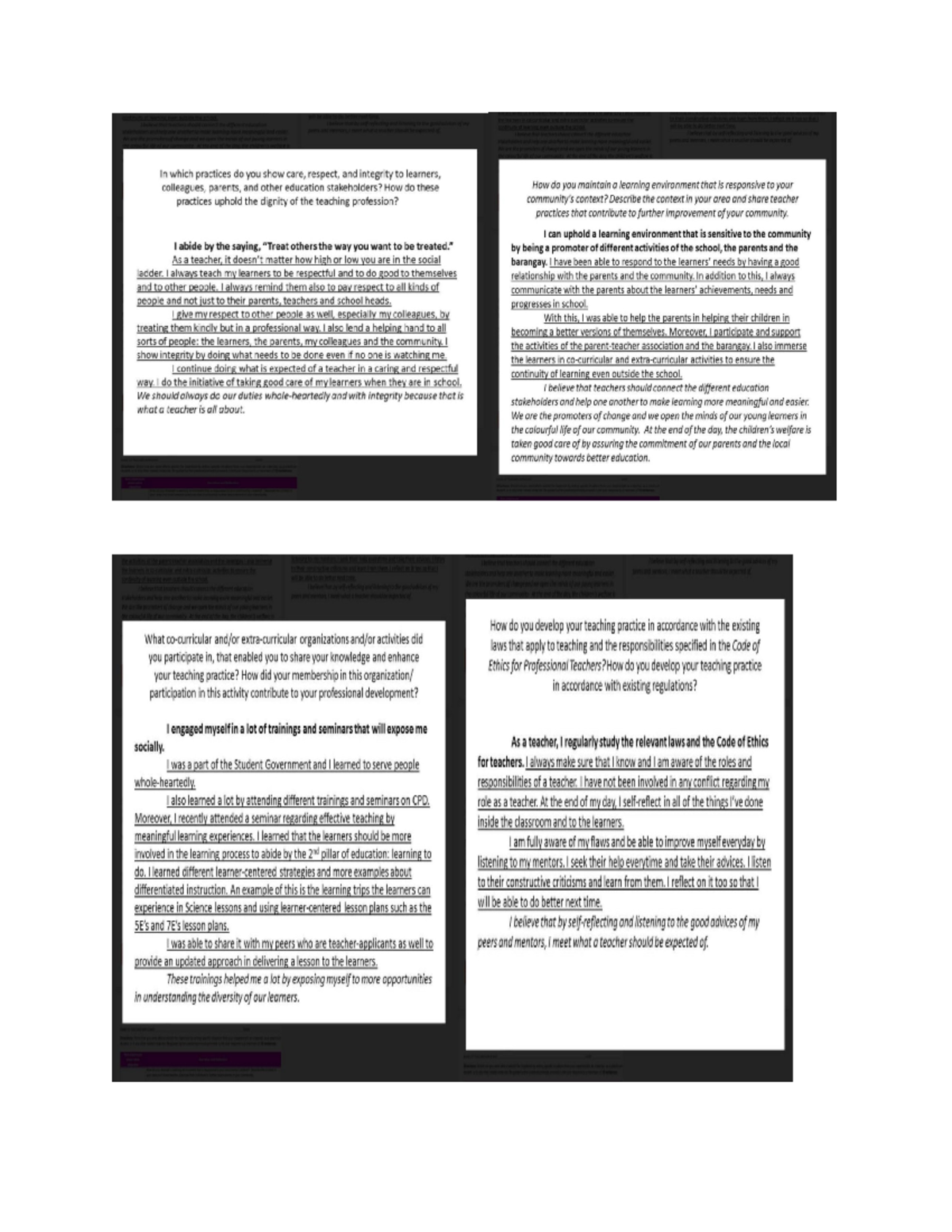 TRF Sample: Teacher Practices for Community Engagement & Ethics - Studocu