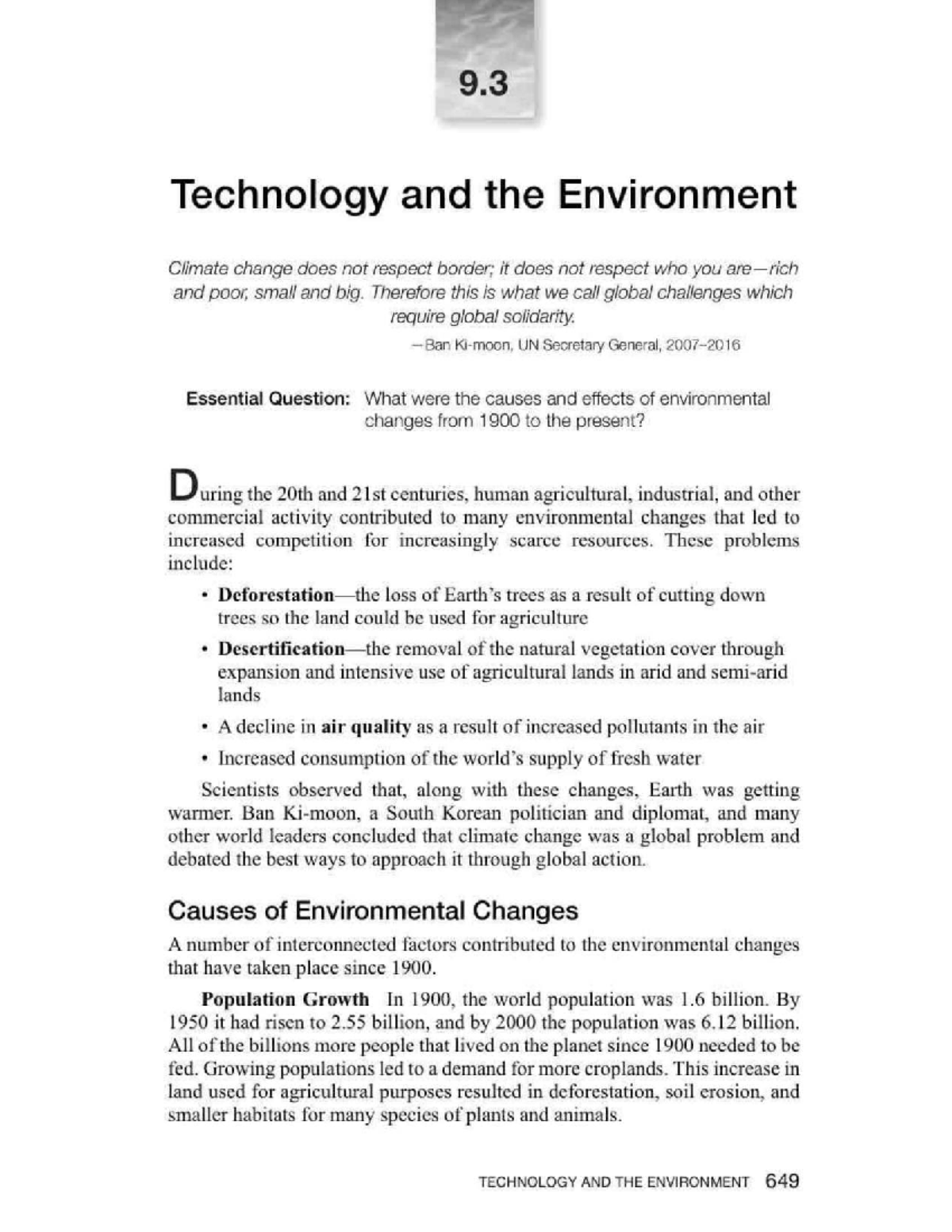 9.3 Technology and the environment: Causes and effects of climate ...