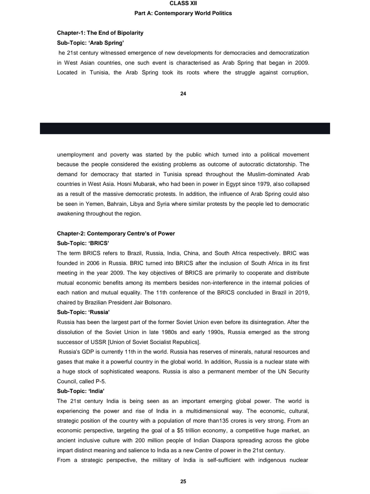 CLASS XII Part A: Contemporary World Politics - The Rise of New Powers ...