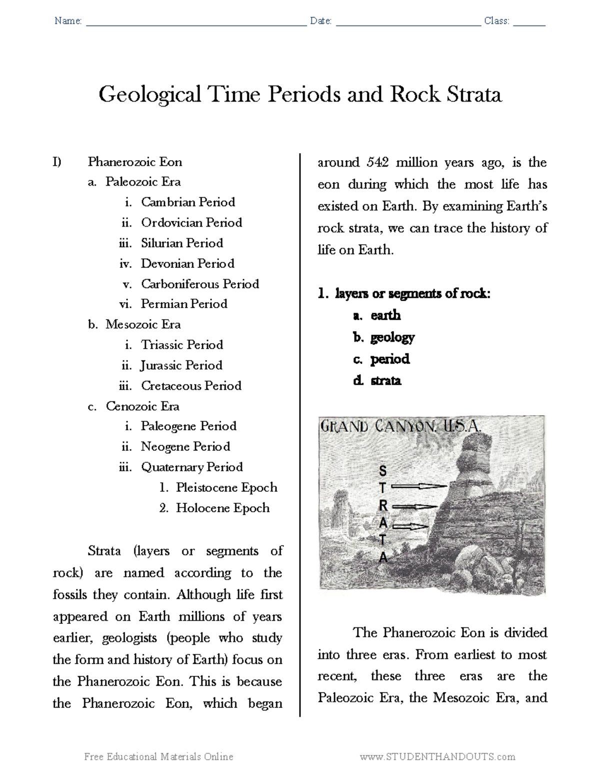 Geological Time Periods & Rock Strata: A Study Guide - Studocu