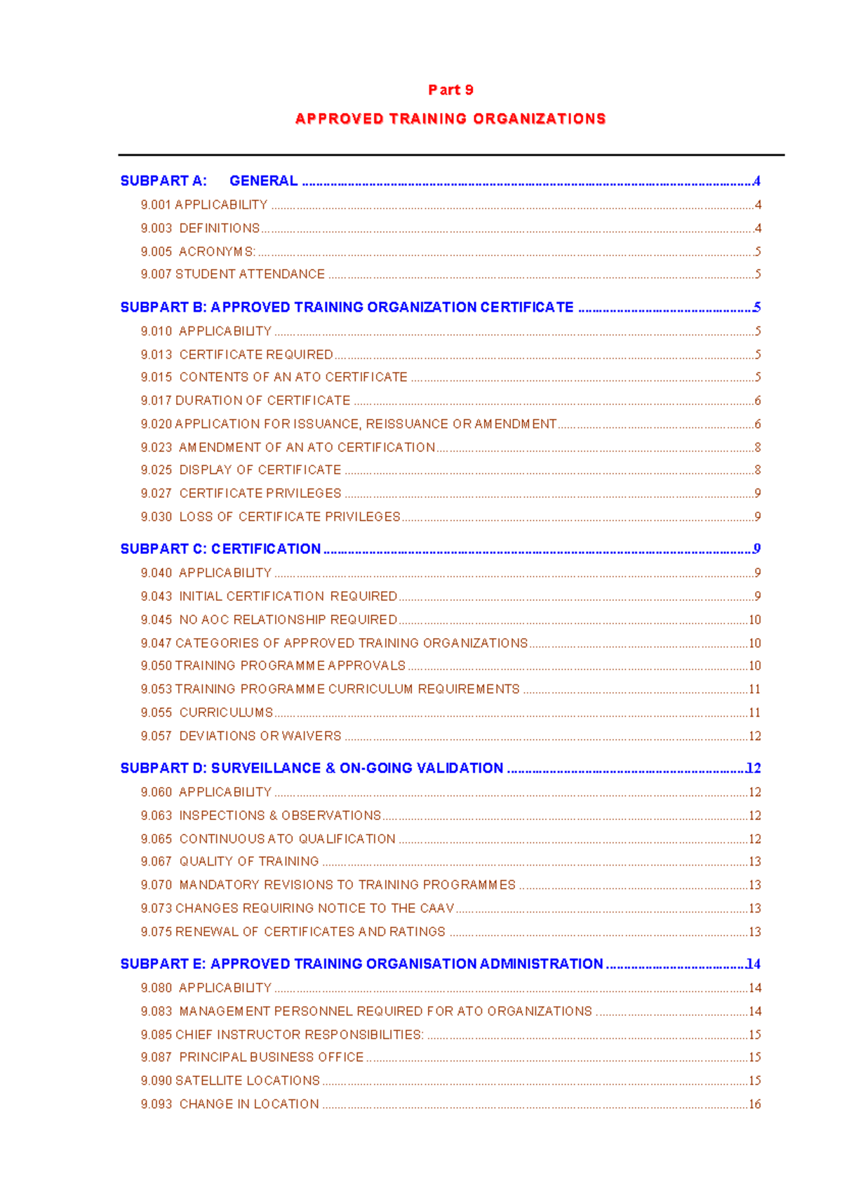 Vietnam Aviation Regulations: Part 9 - Approved Training Organizations ...