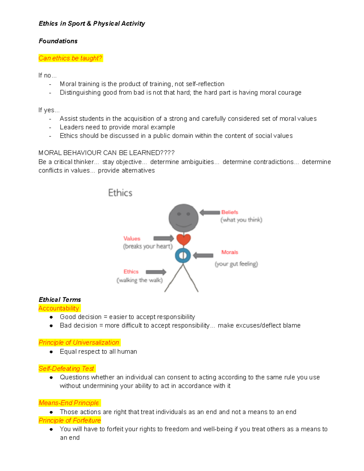 Foundations - Lecture notes for Ethics in Sport and Physical Activity ...