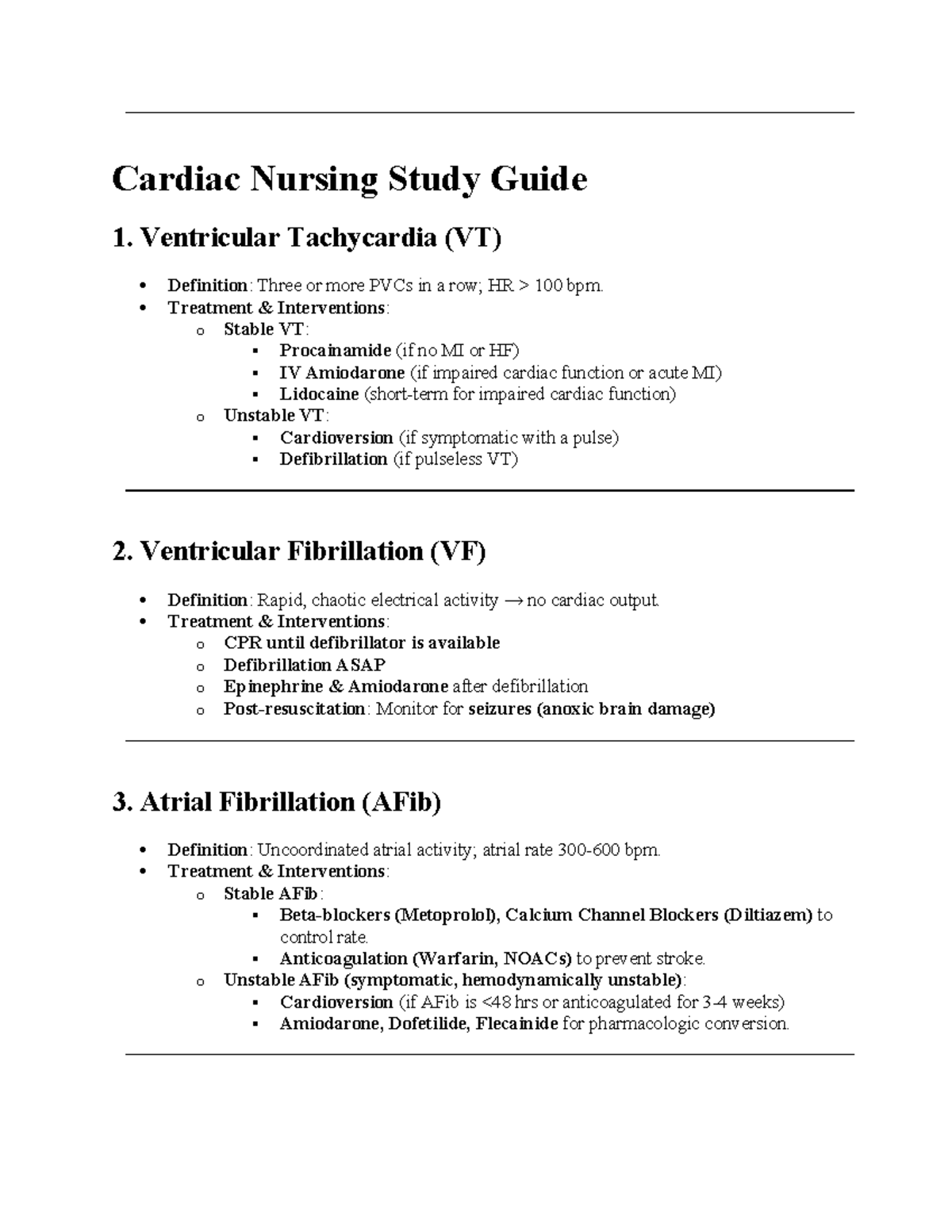 Cardiac Nursing Study Guide - Ventricular Tachycardia (VT) Definition ...