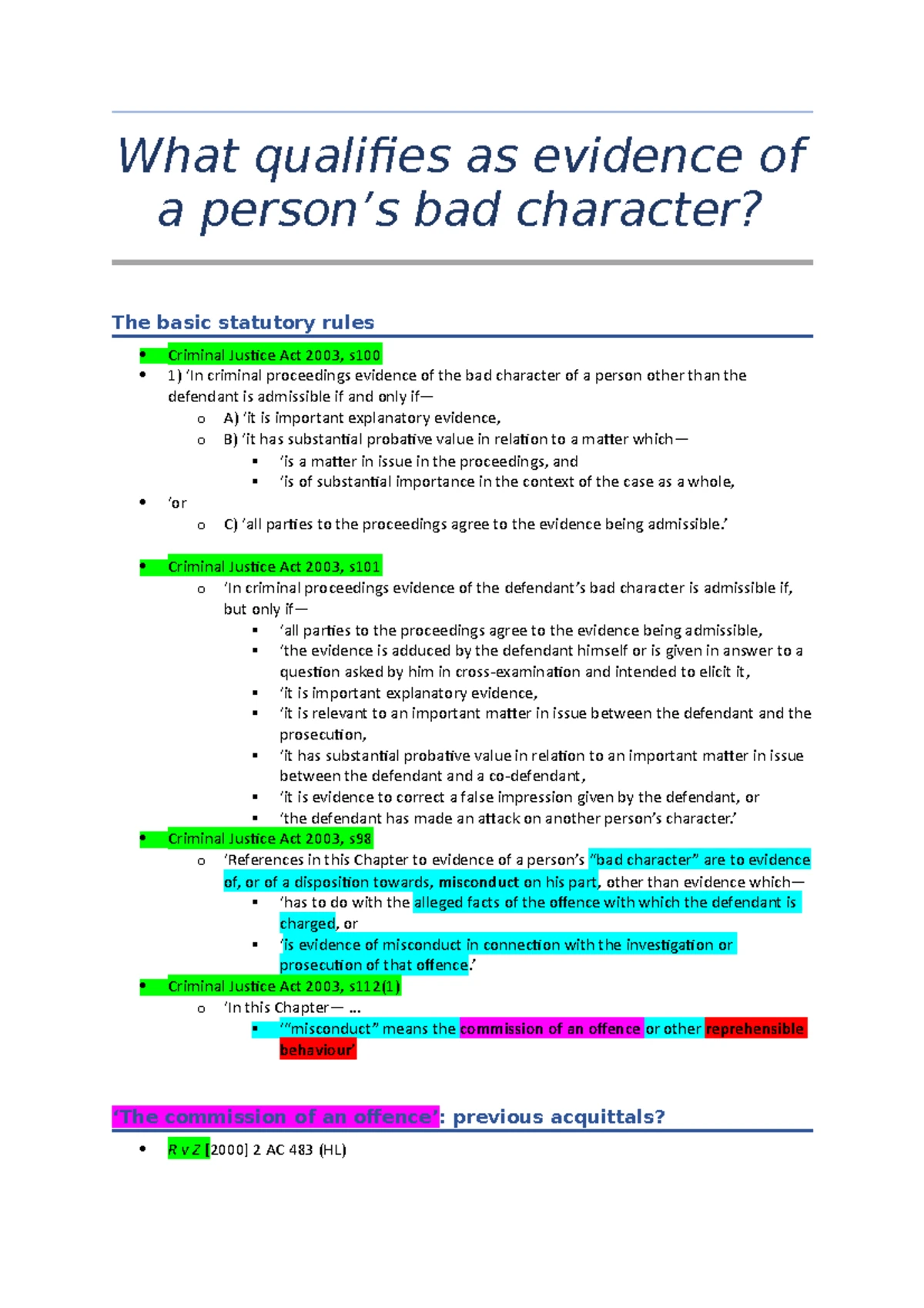 5) Admitting Evidence of an accused’s bad character- gateway D - 5 ...