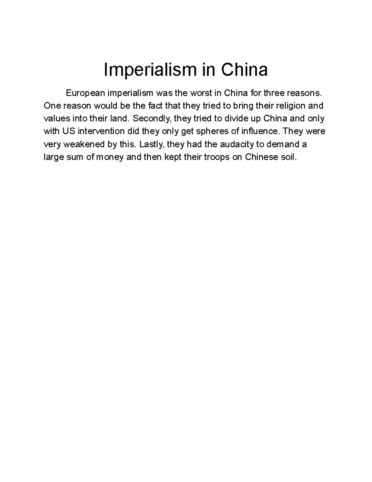 Imperialism in China - Imperialism in China European imperialism was ...